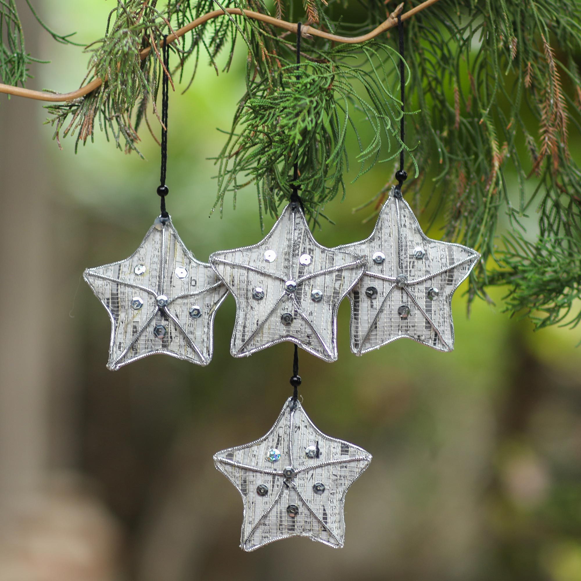 UNICEF Market | Recycled Newspaper Star-Shaped Holiday Ornaments (Set ...