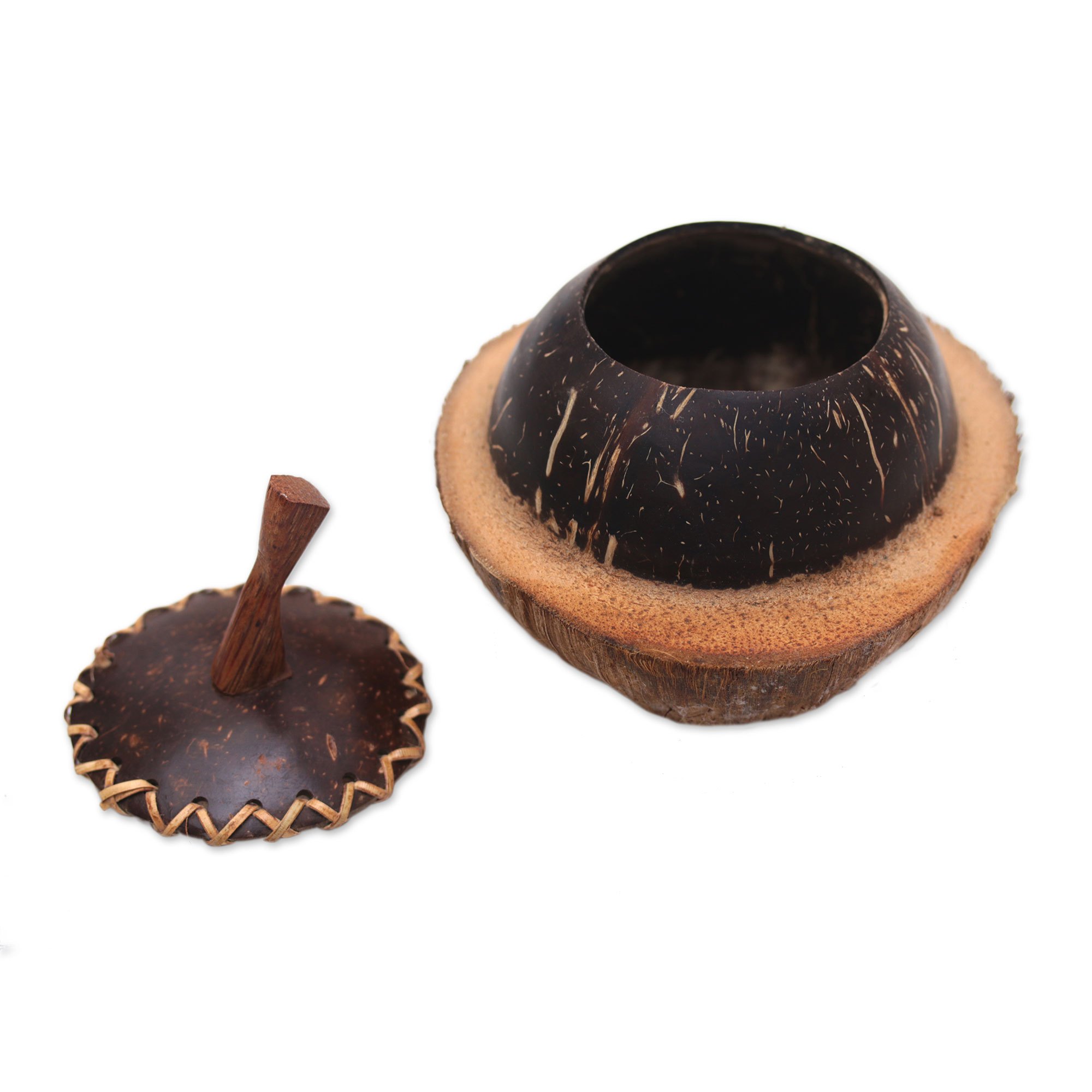 Coconut Shell Decorative Box Hand Carved in Bali - Coco Keeper | NOVICA