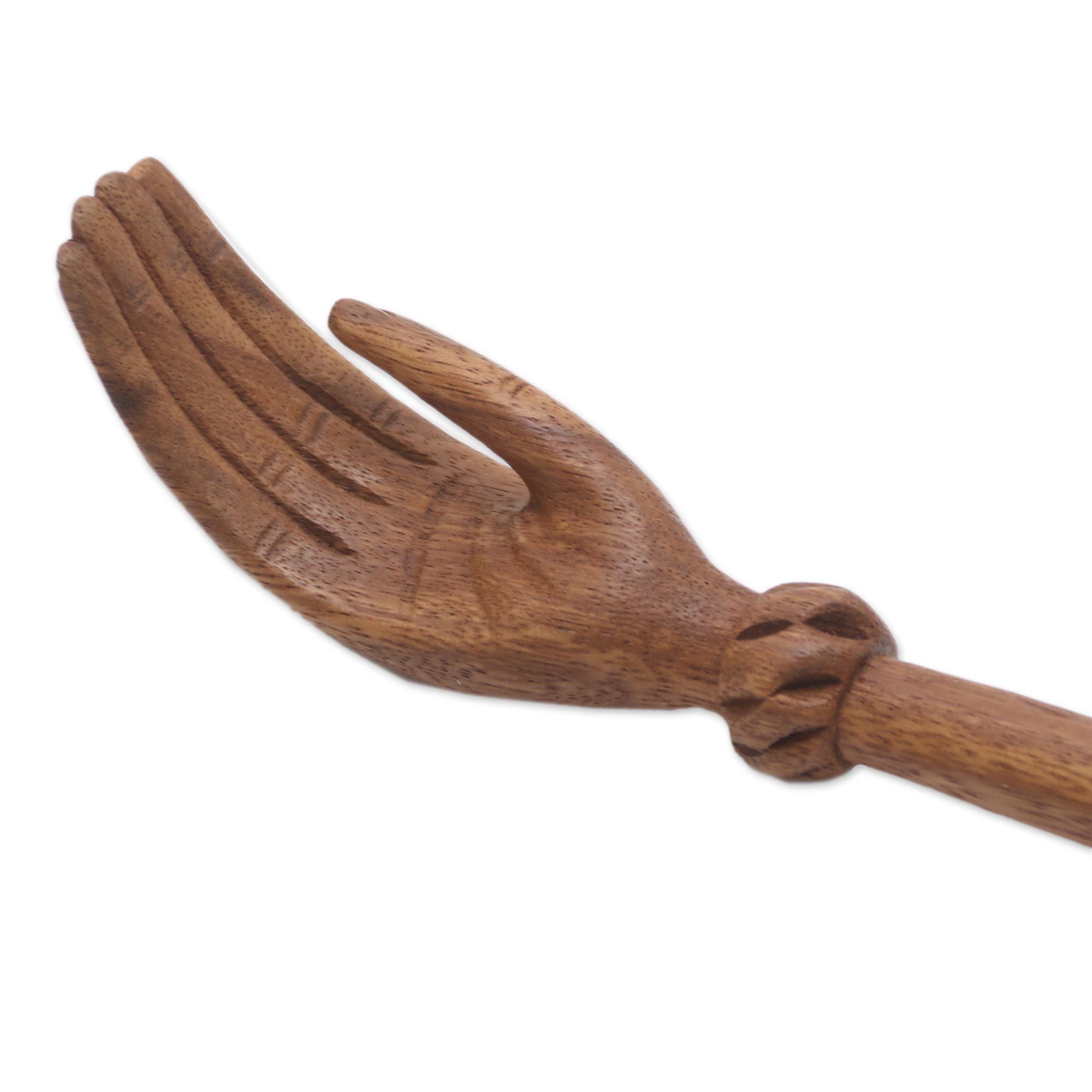 Lotus Flower Wood Hand Back Scratcher Hand Carved in Bali - Lotus Ease ...