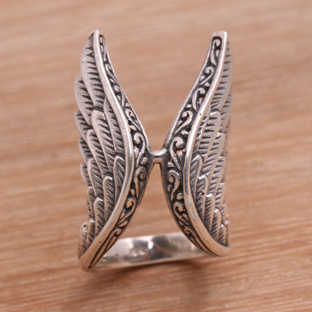 UNICEF Market | Handcrafted Sterling Silver Feathered Wings Ring ...