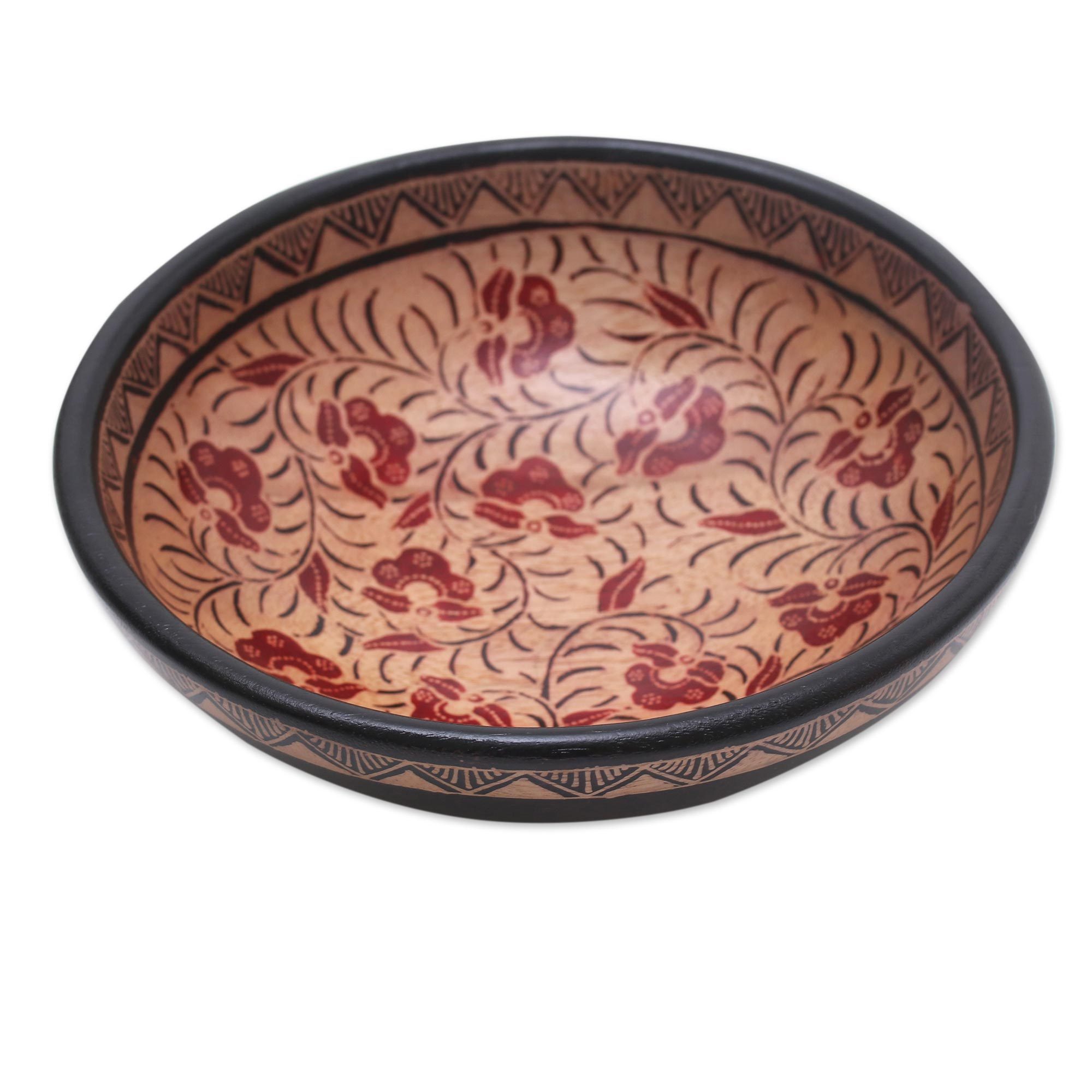 UNICEF Market | Floral Motif Batik Wood Decorative Bowl from Bali - Lok ...