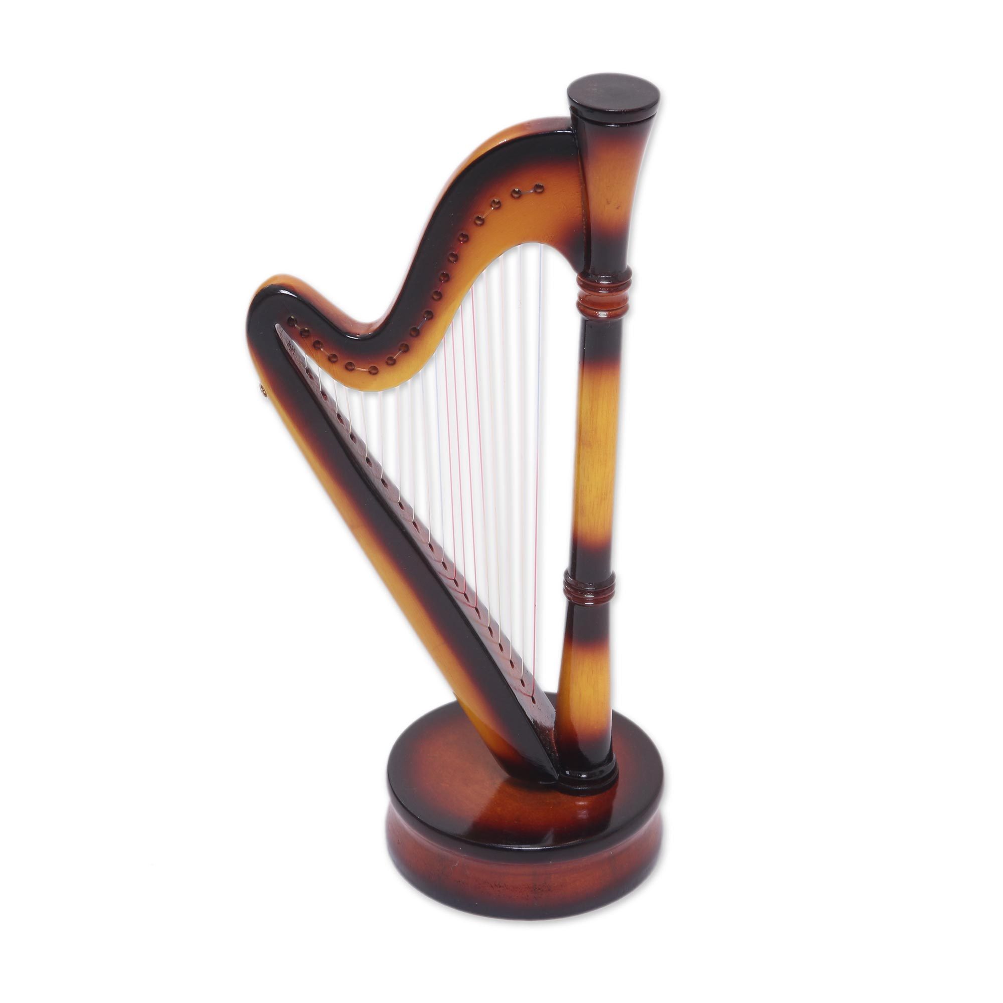 Handcrafted Decorative Mahogany Miniature Harp Figurine - Angel's Music ...