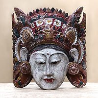 Hand Carved Religious Wood Mask - Beloved Sita | NOVICA United Kingdom