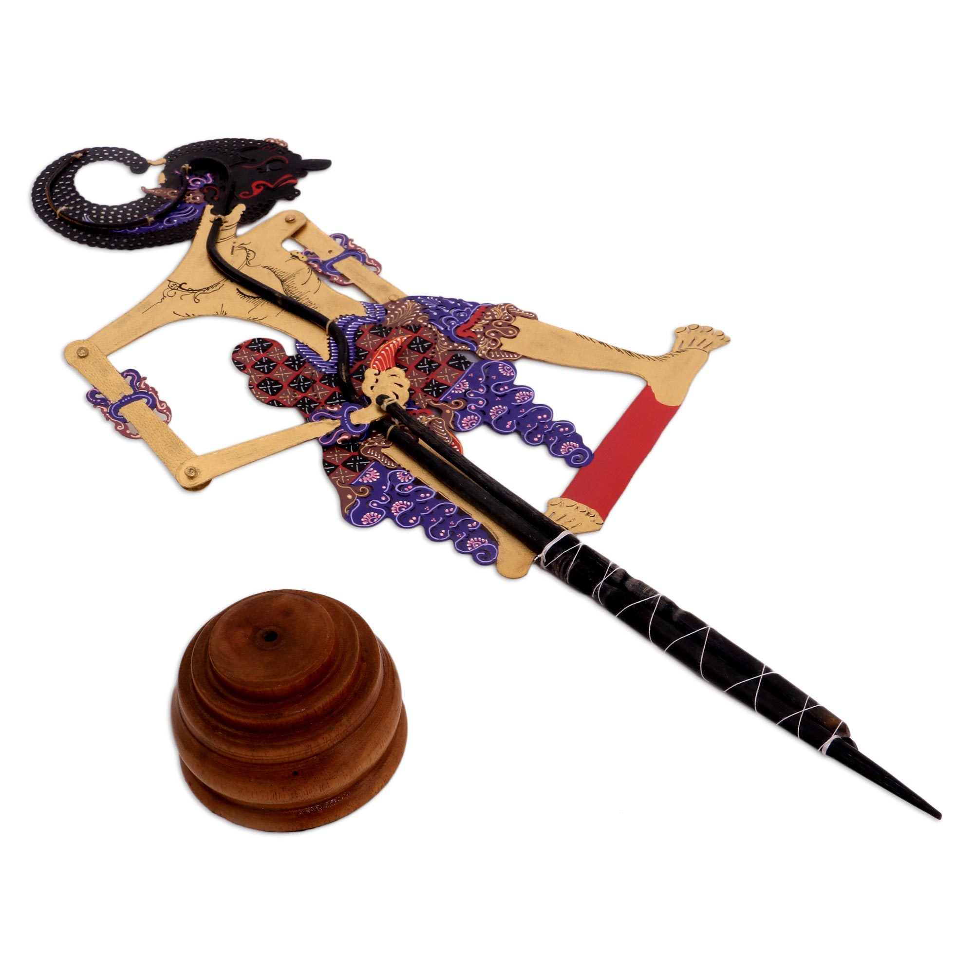 Handcrafted Bima Colorful Leather Shadow Puppet from Java - Bima | NOVICA