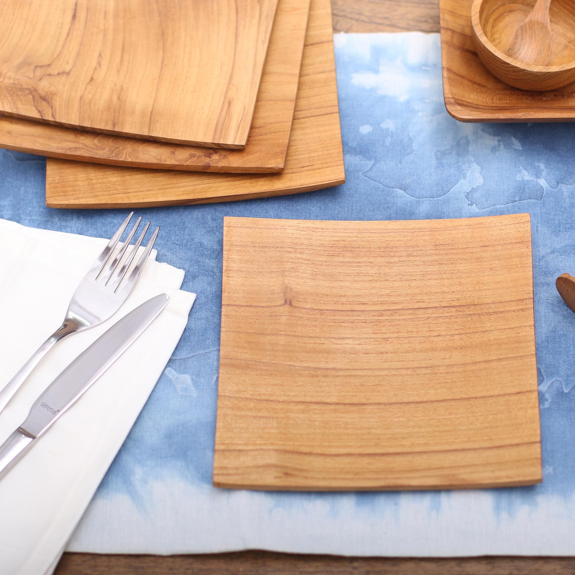 UNICEF Market | Handmade Square Teak Wood Plates from Bali (Set of 4 ...