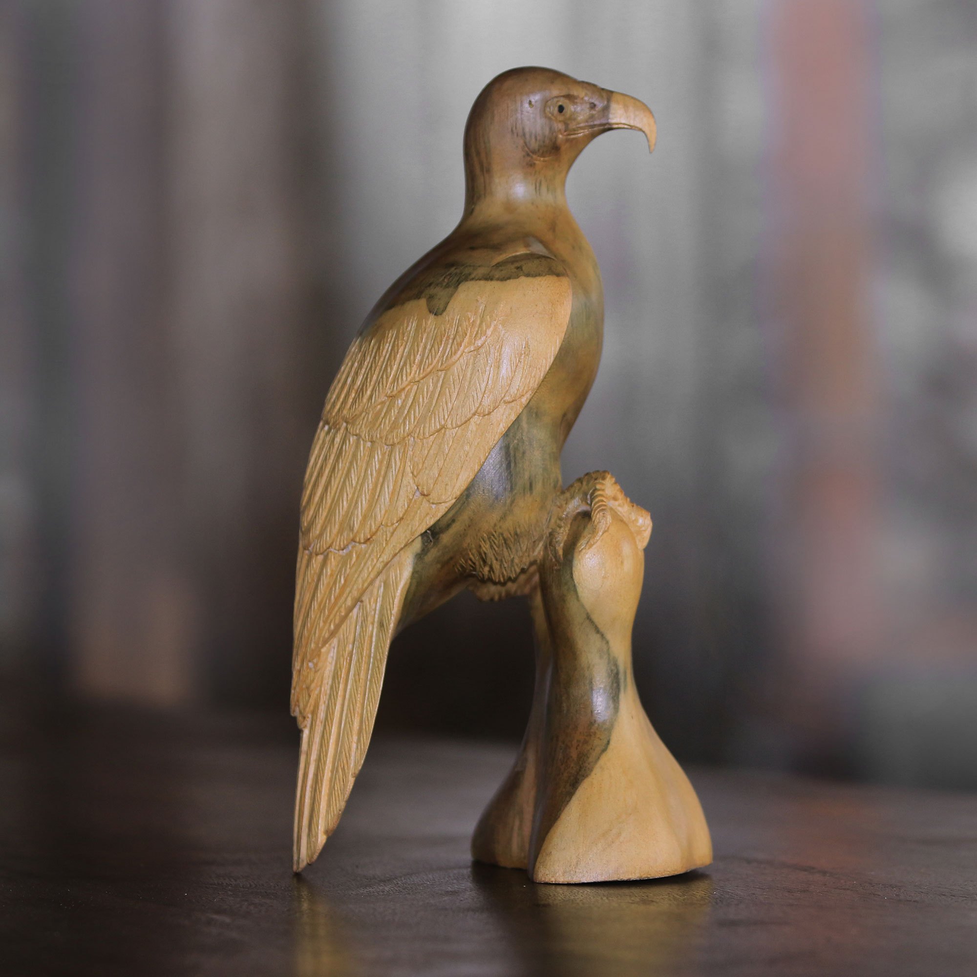 Hibiscus Wood Vulture Sculpture from Bali - Vulture | NOVICA