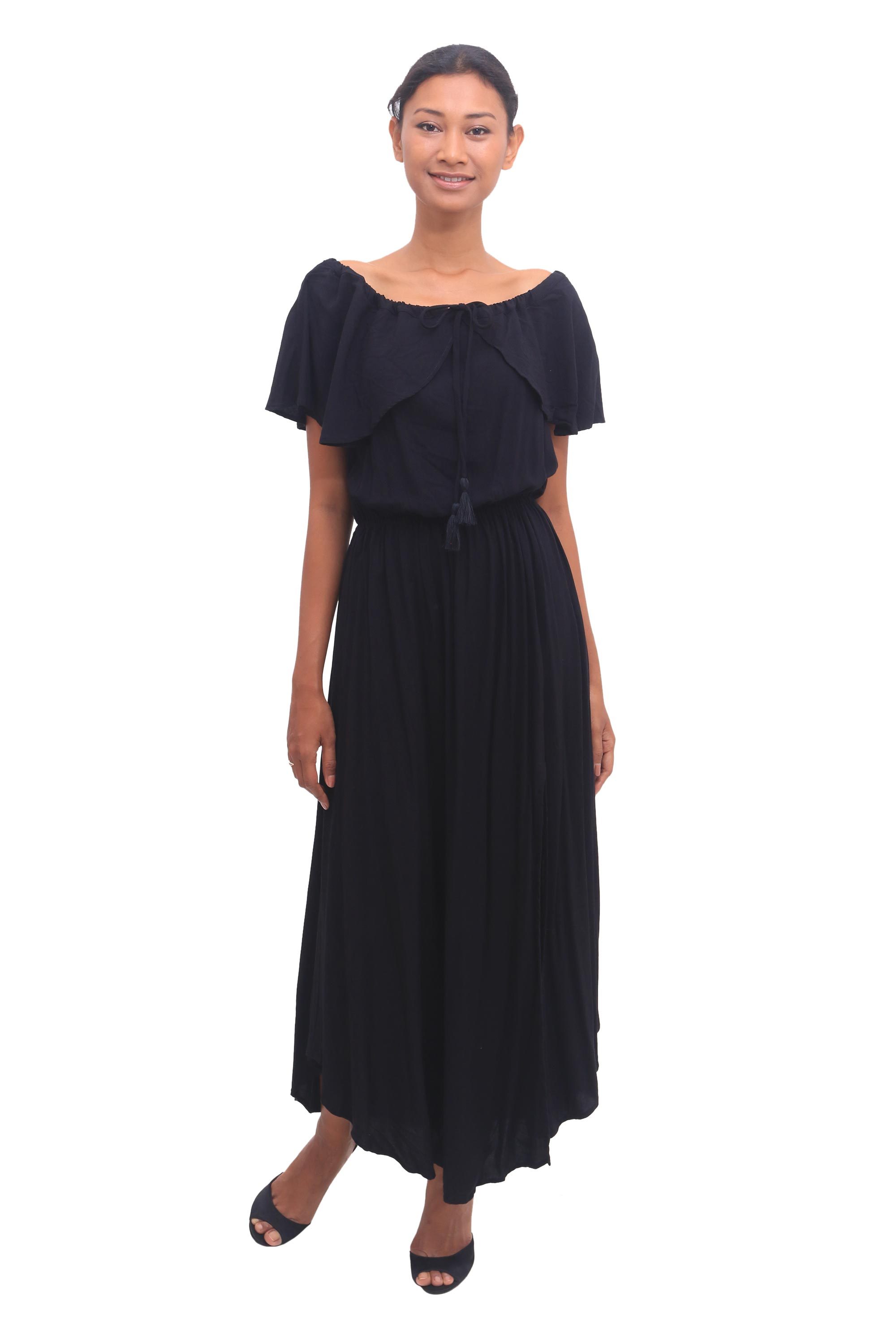 UNICEF Market | Rayon Sundress in Black from Bali - Breezy Black