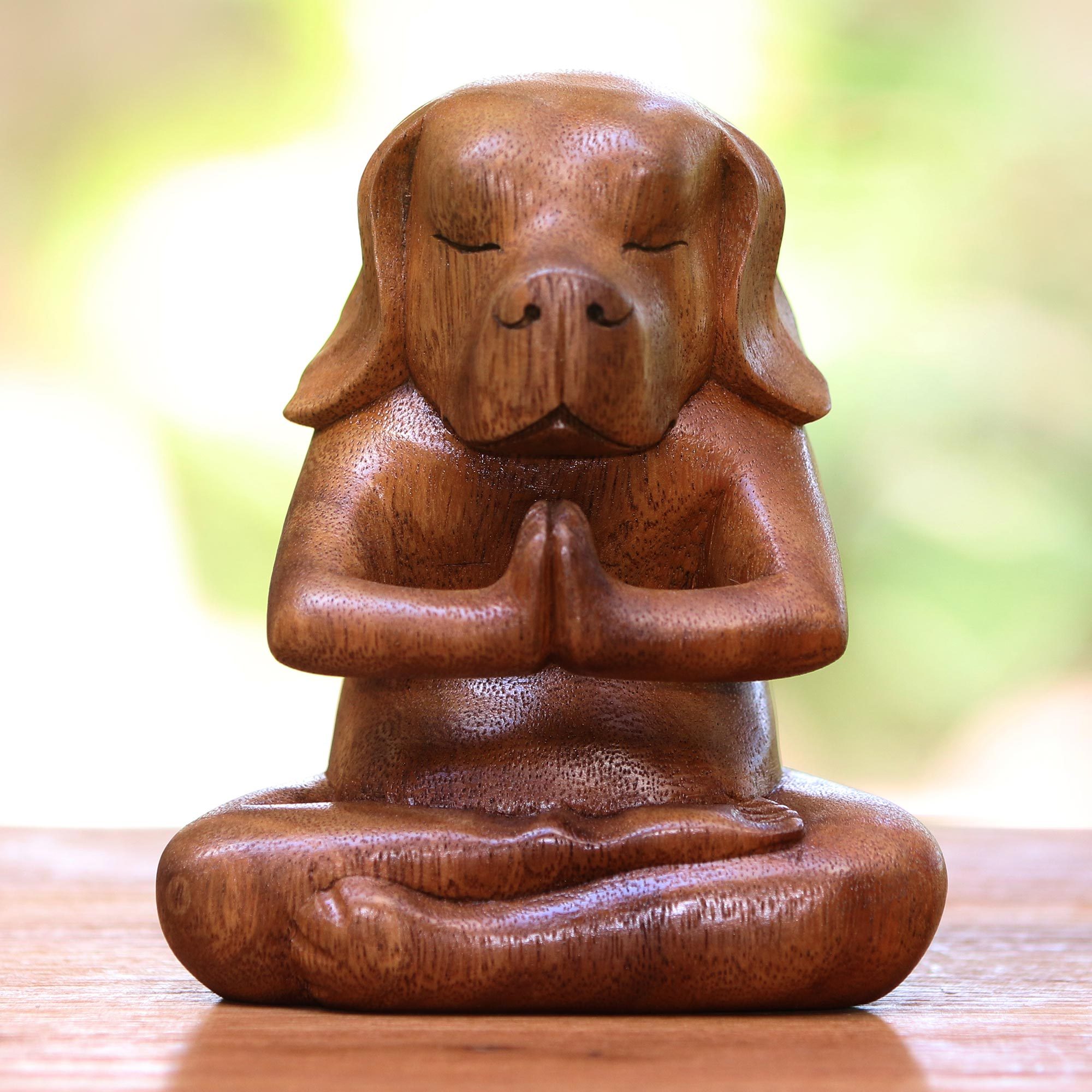 UNICEF Market | Yoga Meditation Brown Beagle Hand Carved Wood Statuette ...