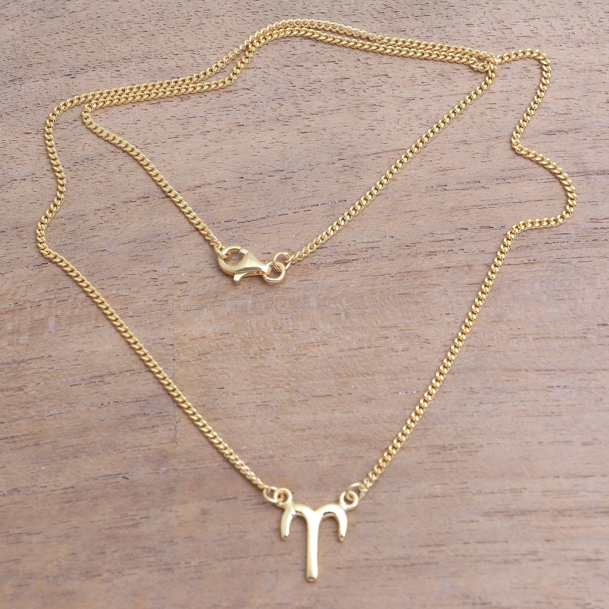 18k Gold Plated Sterling Silver Aries Pendant Necklace - Golden Aries ...
