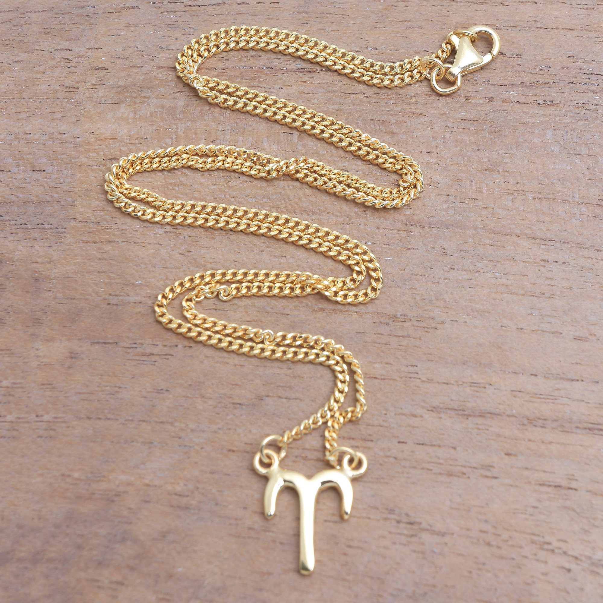 18k Gold Plated Sterling Silver Aries Pendant Necklace - Golden Aries ...