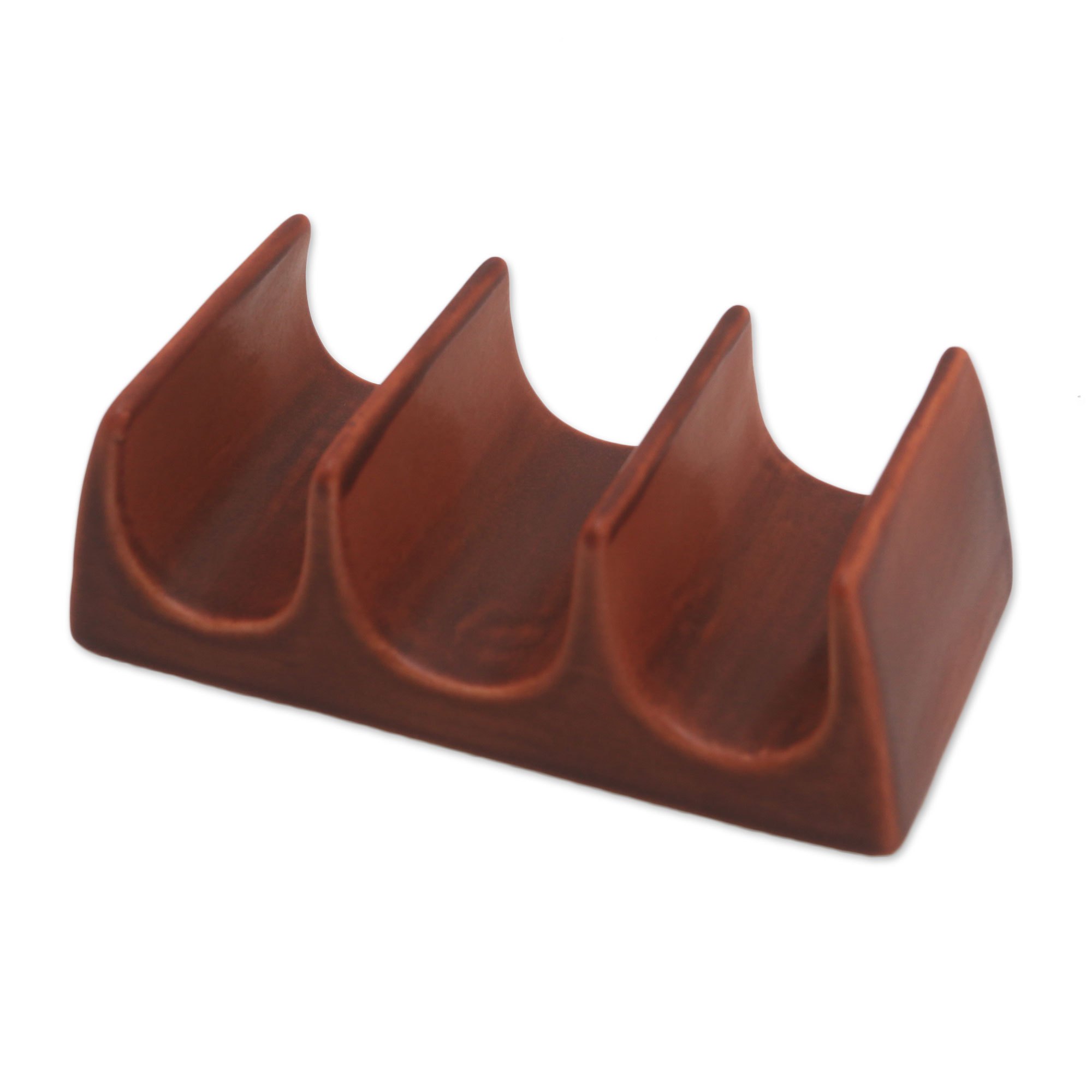 Handcrafted Ceramic Taco Holder in Brown from Bali - Bali Waves | NOVICA