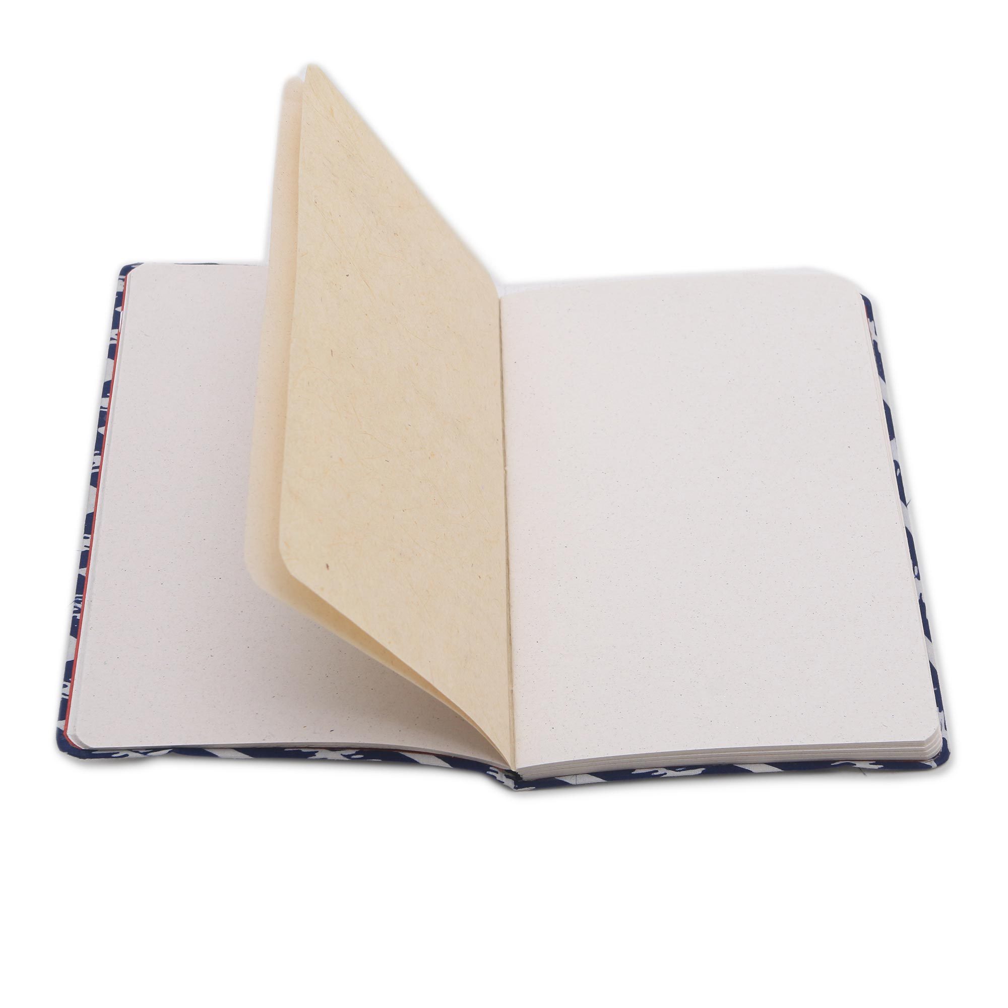 Navy and White Cotton Cover Journal Recycled Paper Pages - Archer ...