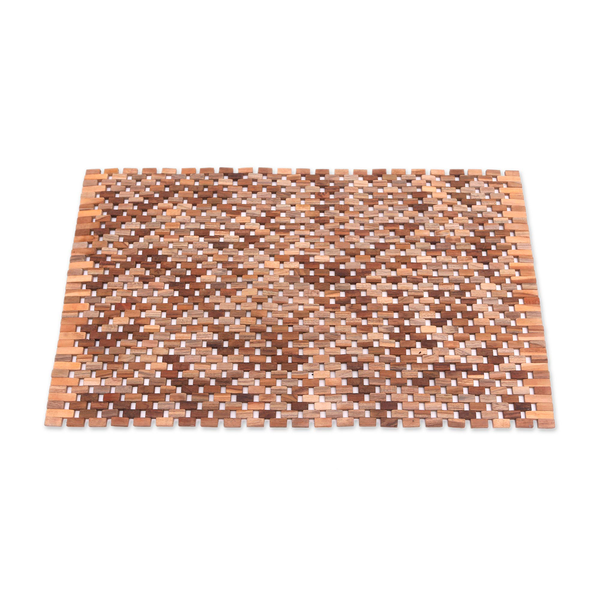 Handcrafted Teak Wood Mat from Bali (33 in.) - Surabya Sidewalk | NOVICA