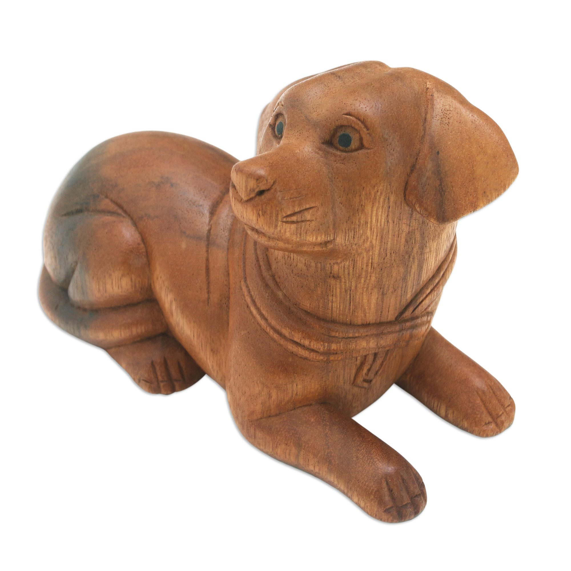 Hand-Carved Wood Dog Sculpture from Bali - Best Boy | NOVICA
