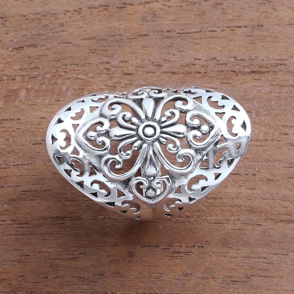 Openwork Pattern Sterling Silver Cocktail Ring from Bali - Openwork ...