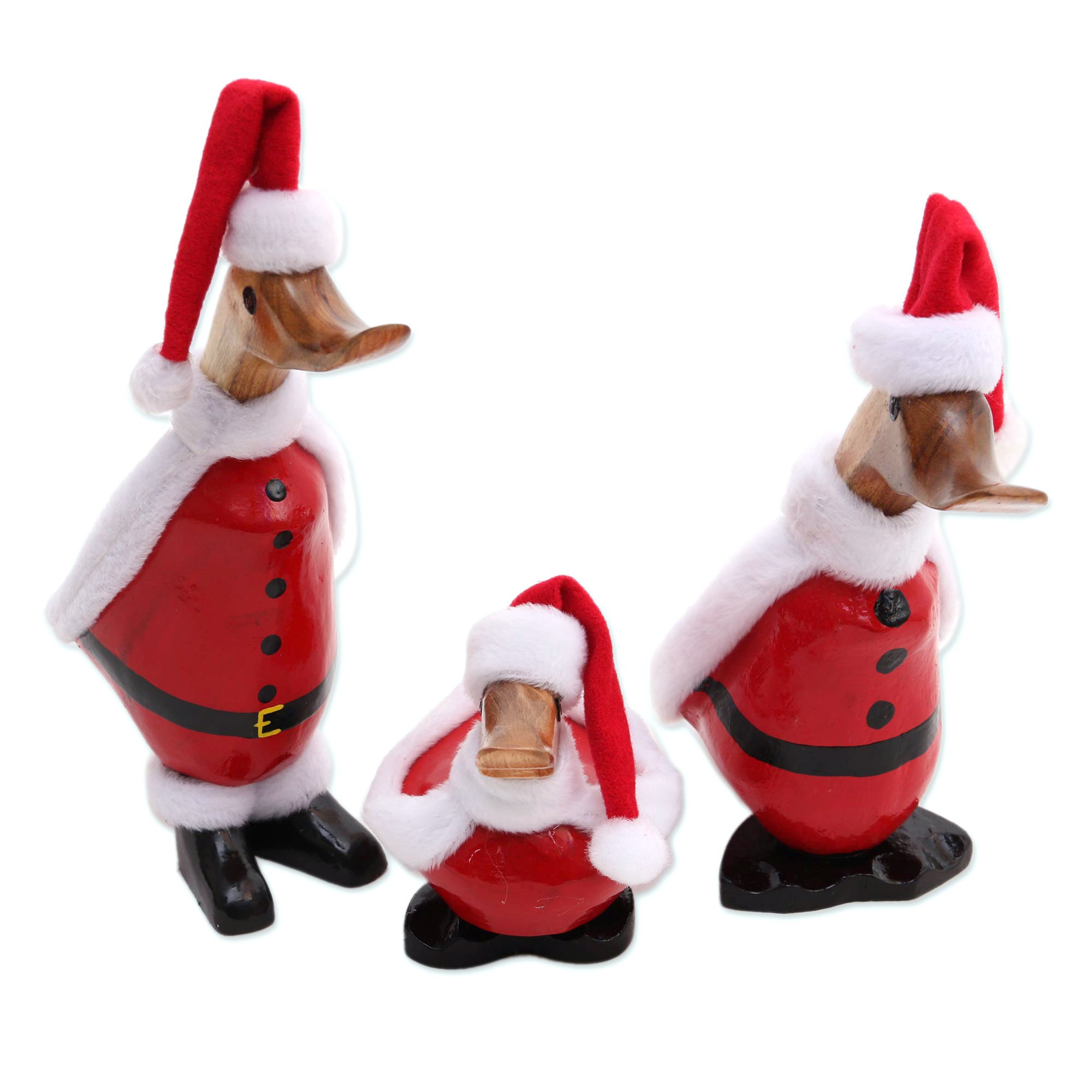 UNICEF Market | Set of 3 Bamboo Root and Wood Santa Duck Decorative ...