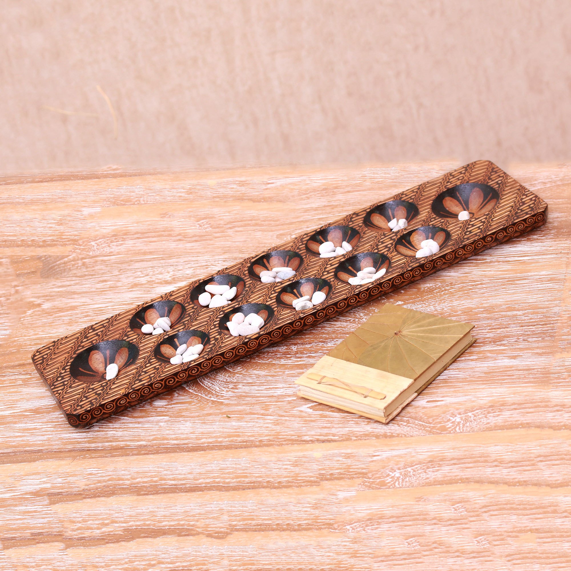 UNICEF Market | Batik Wood and Stone Dakon Board Game from Java - Dakon