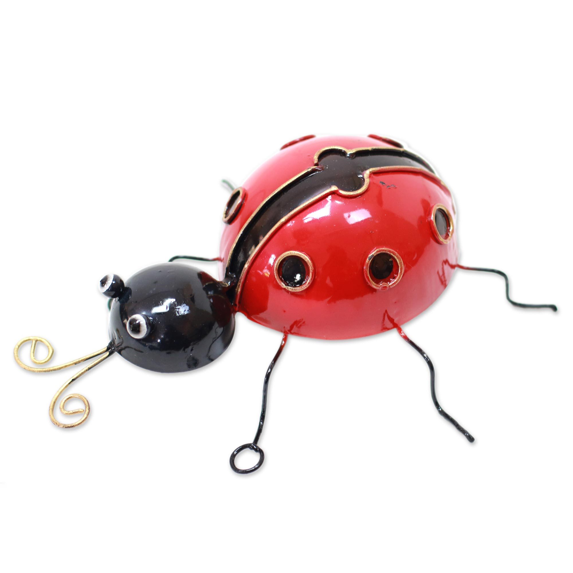 Handcrafted Steel Lady Bug Decorative Figurine from Bali - Charming ...