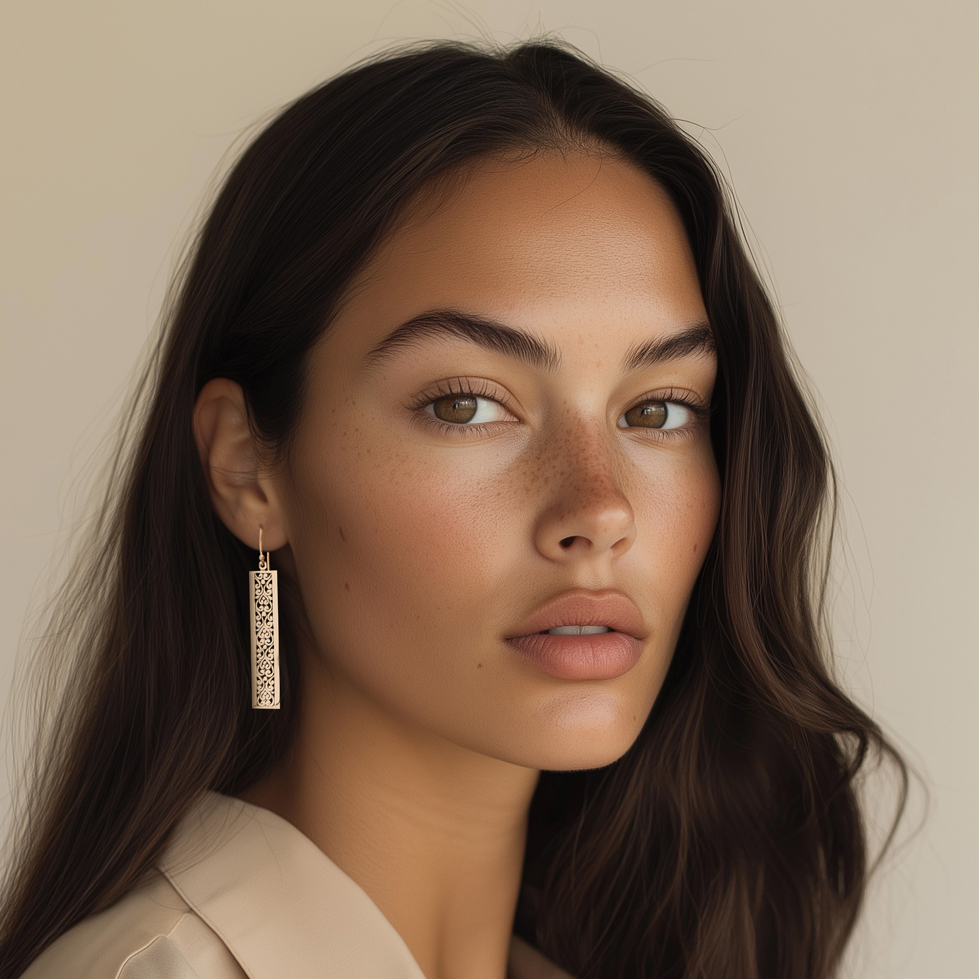 Rectangular Patterned Sterling Silver Dangle Earrings - Heirloom ...