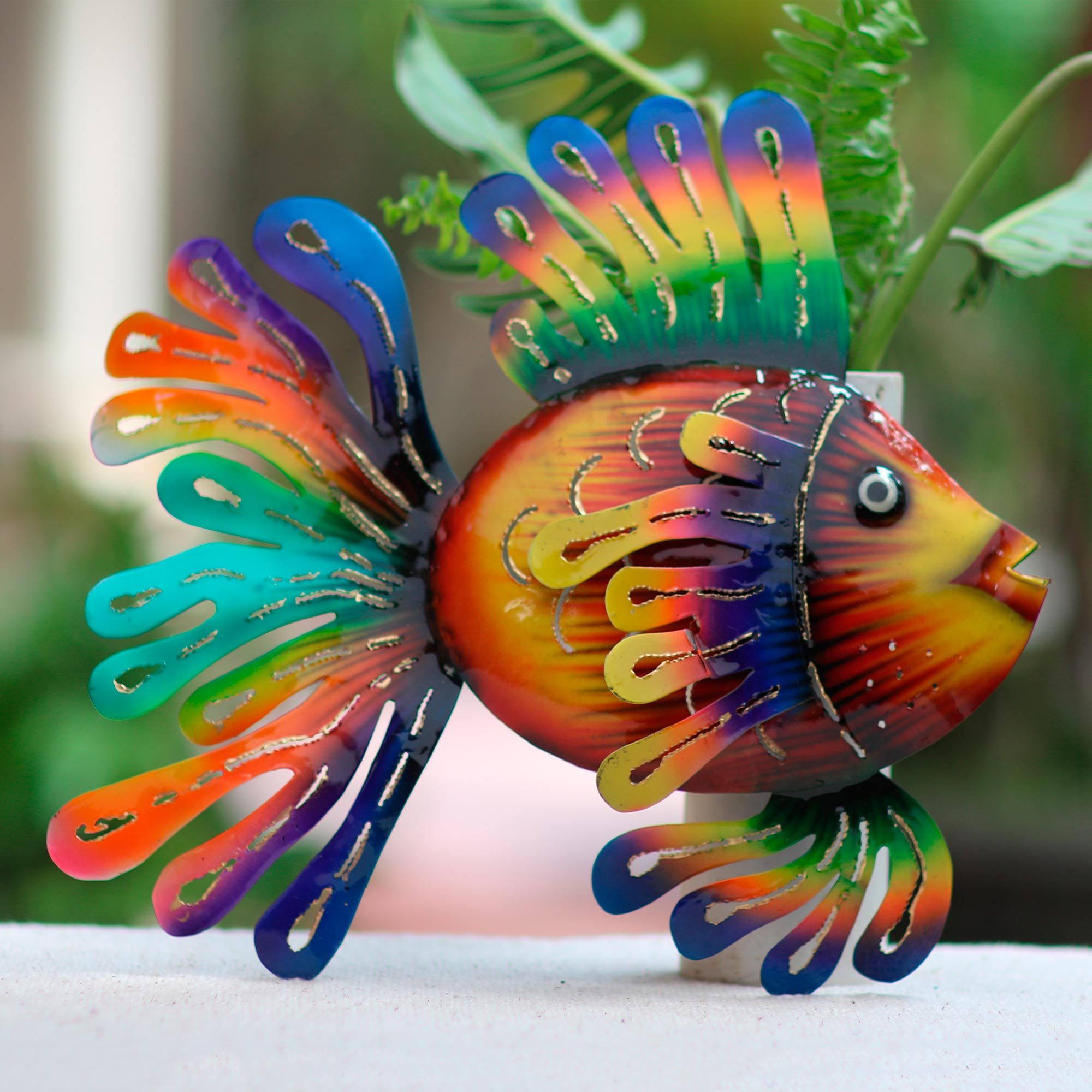 UNICEF Market | Colorful Steel Fish Wall Sculpture - Flamboyant Fish