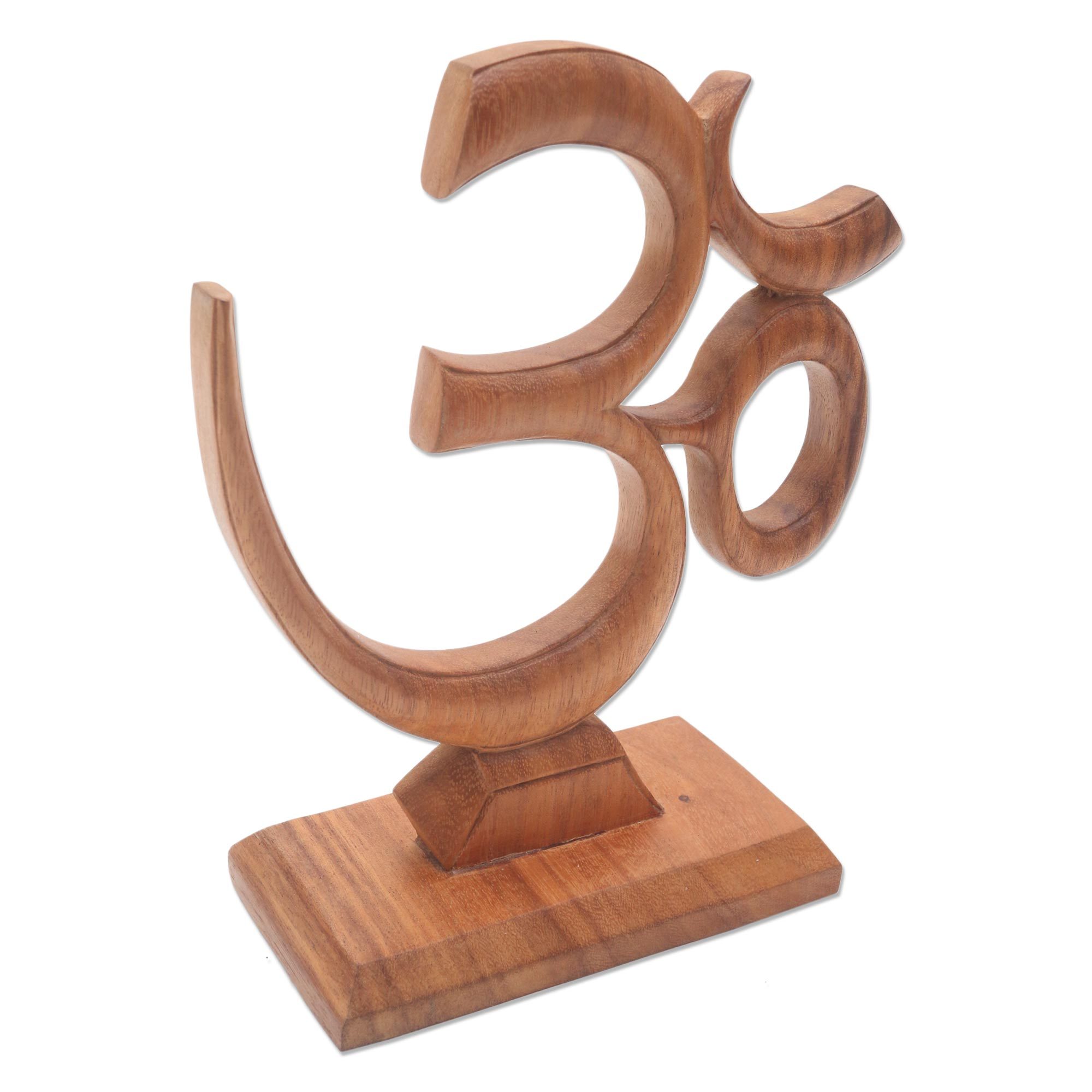 Omkara Suar Wood Sculpture from Indonesia - Omkara Prayer | NOVICA