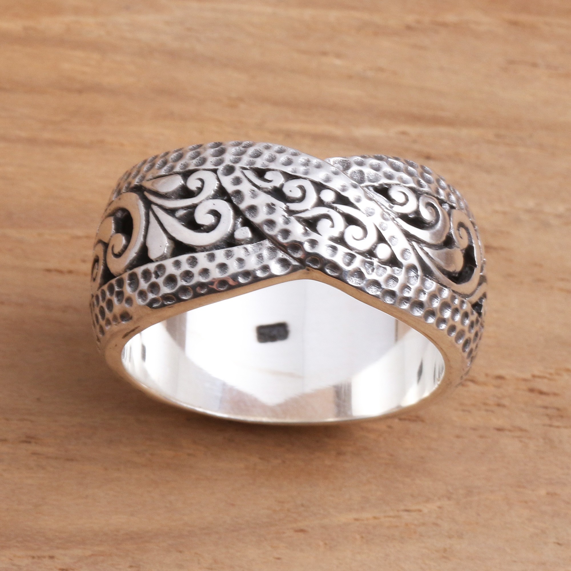 Wide Sterling Silver Band Ring with Openwork - Java Connection | NOVICA