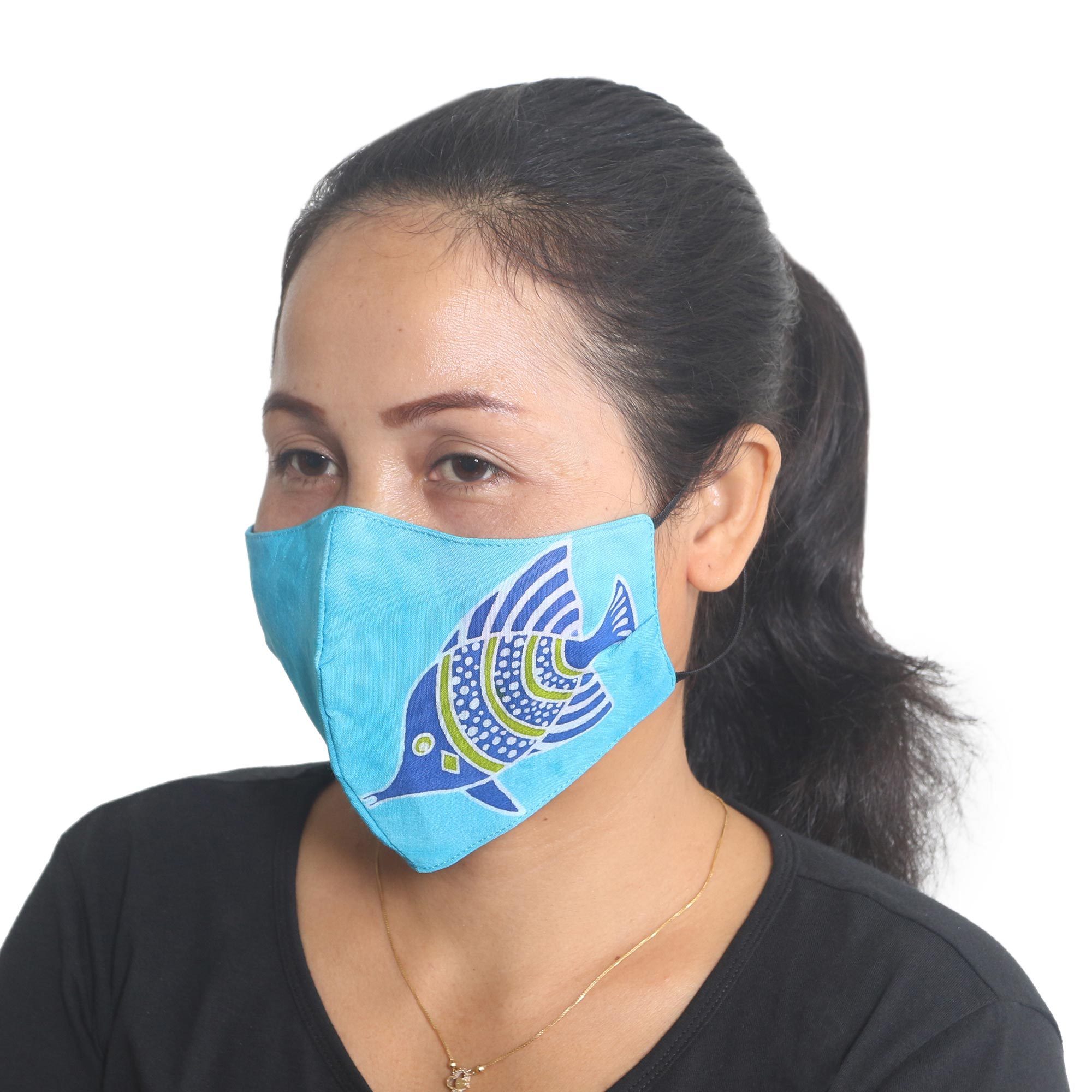 UNICEF Market | 3 Handmade Rayon Batik Fish Cotton 2-Layer Face Masks ...