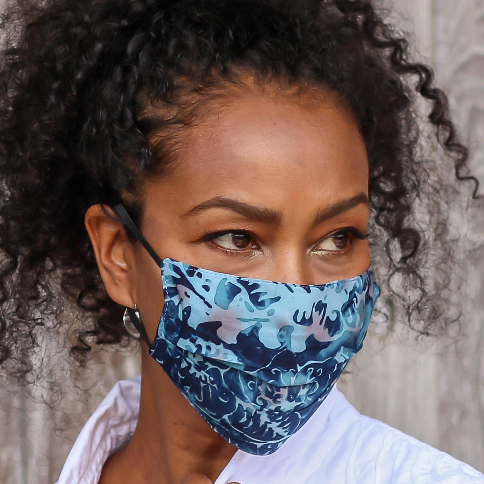 UNICEF Market | 4 Handmade Abstract Rayon Batik Pleated 2-Layer Face ...