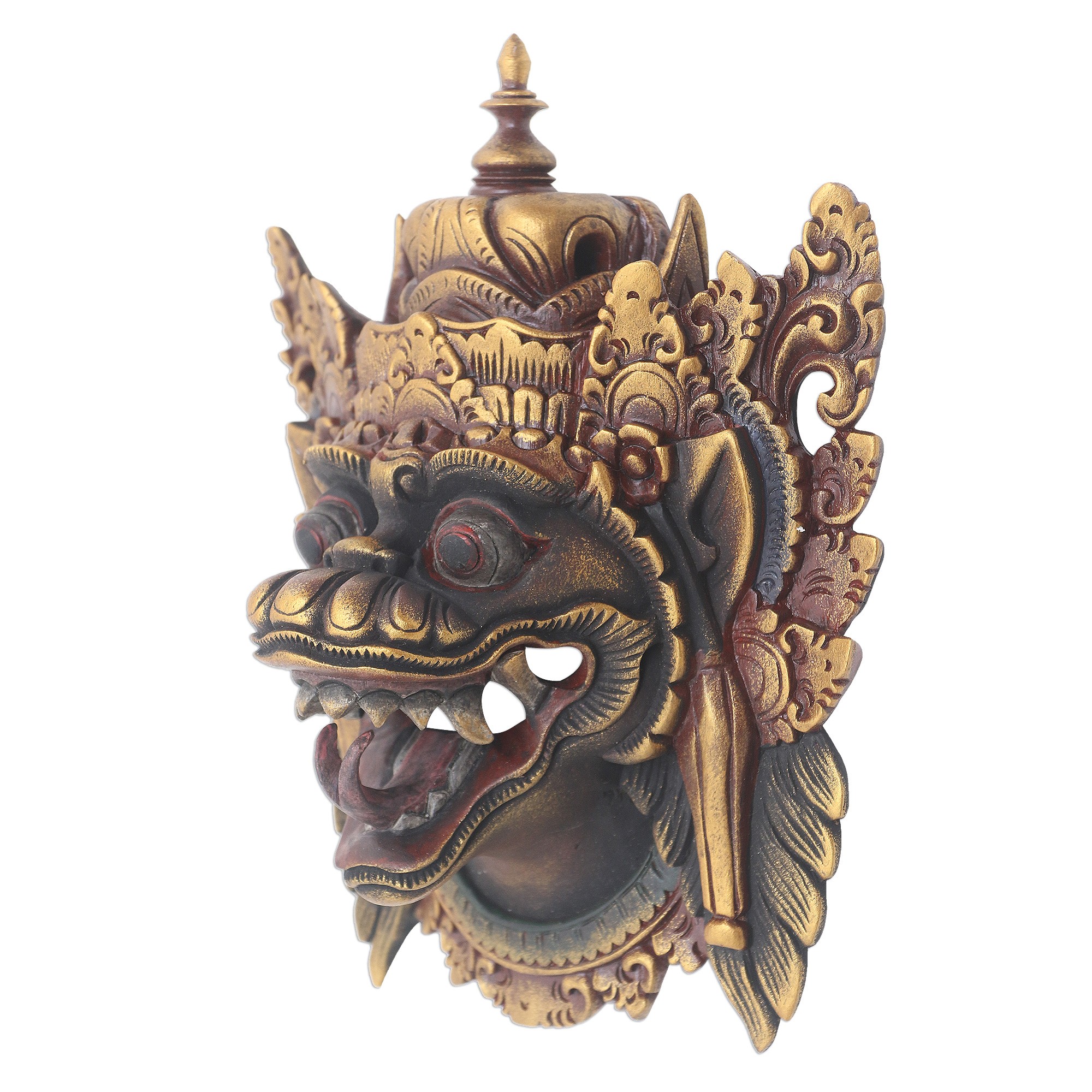 Balinese Dragon Wood Mask Hand Painted - Naga Basuki | NOVICA