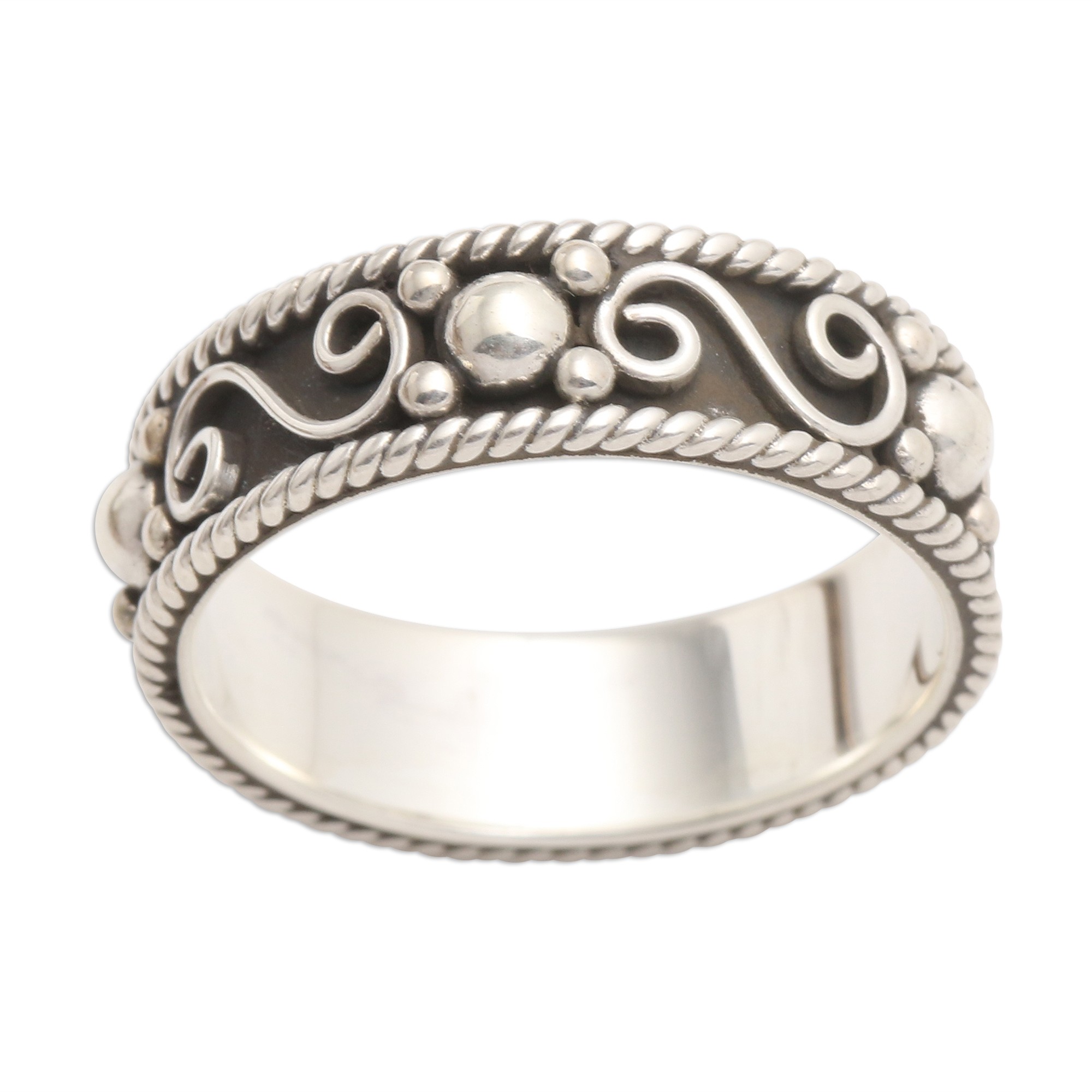 Sterling Silver Traditional Balinese Design Band Ring - Bali Charming ...