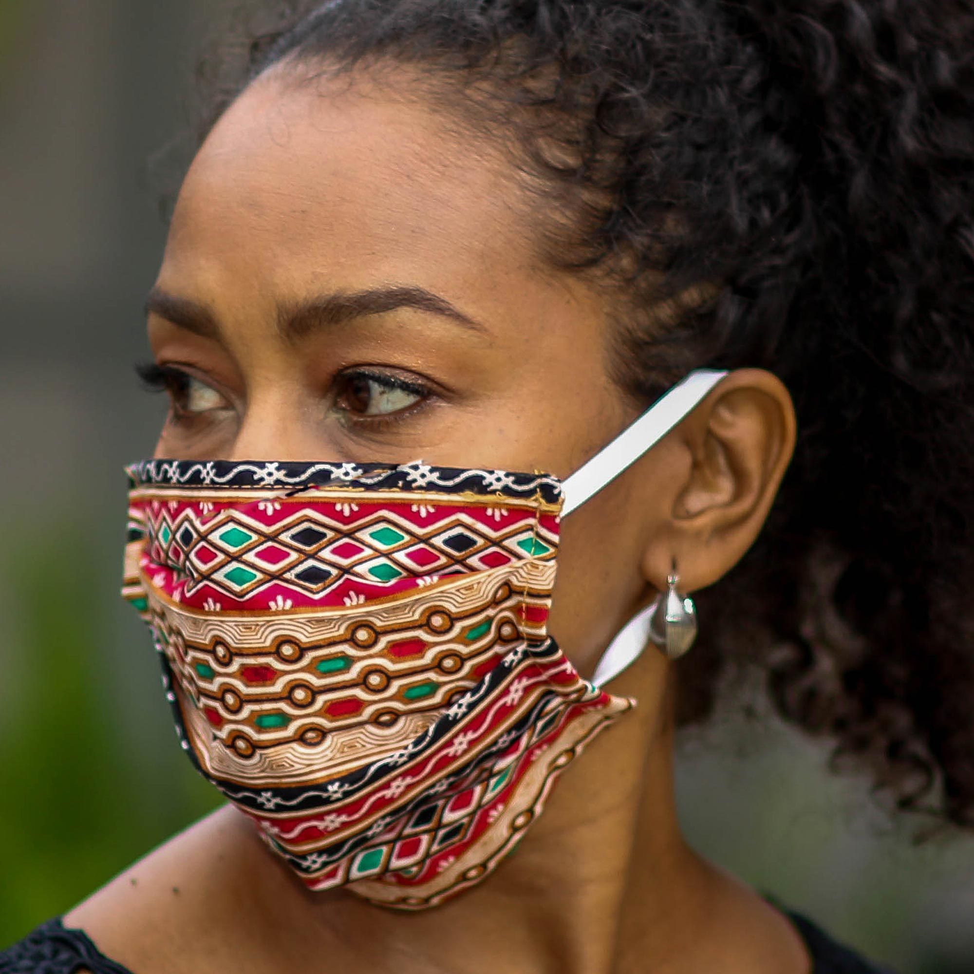 UNICEF Market | 3 Multicolor Cotton Print Pleated 2-Layer Face Masks ...
