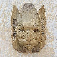Hand Carved hibiscus Wood Tiger Man Mask - Tiger Man | NOVICA UK