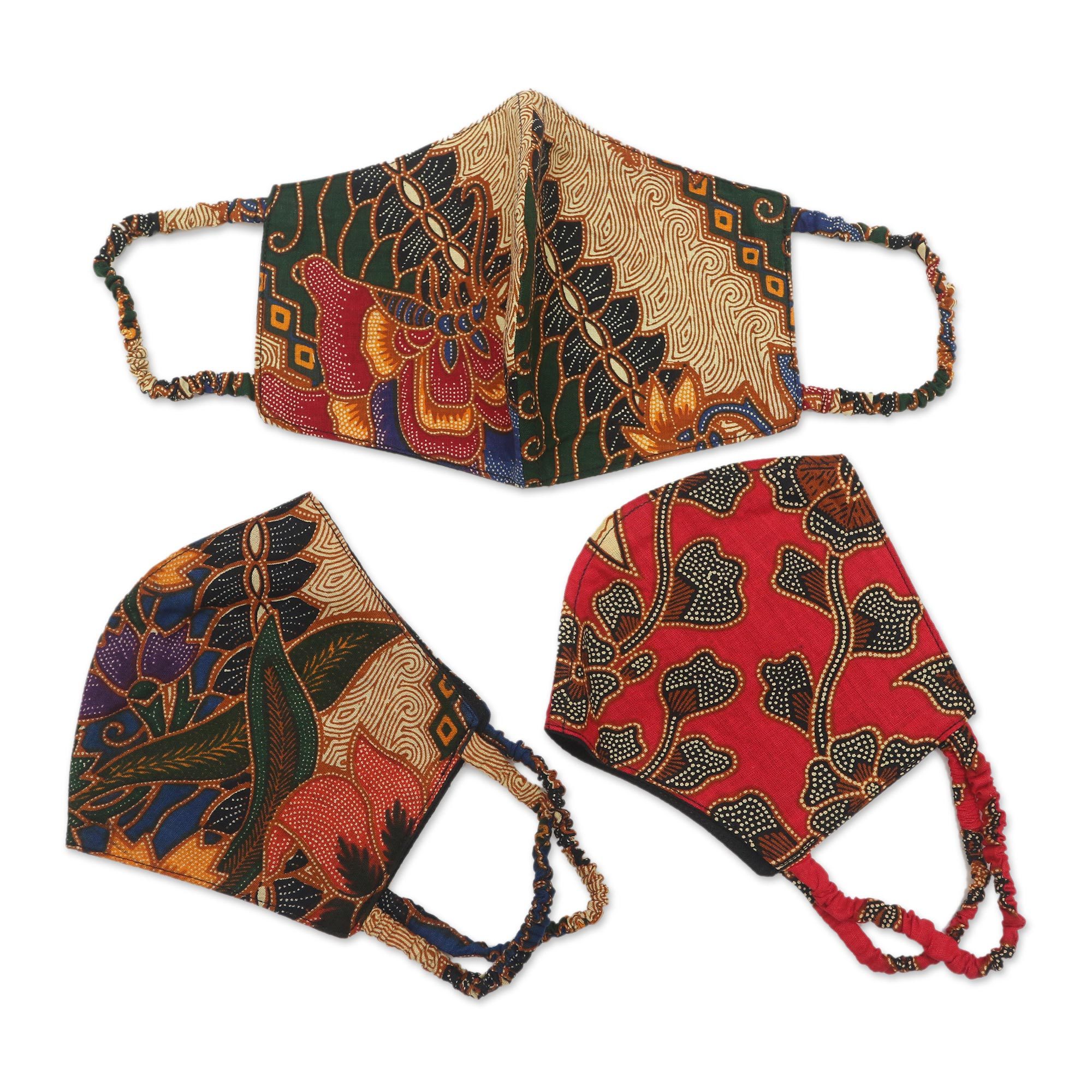 UNICEF Market | Two Layer Cotton Face Masks Set of 3 - Vintage Batik