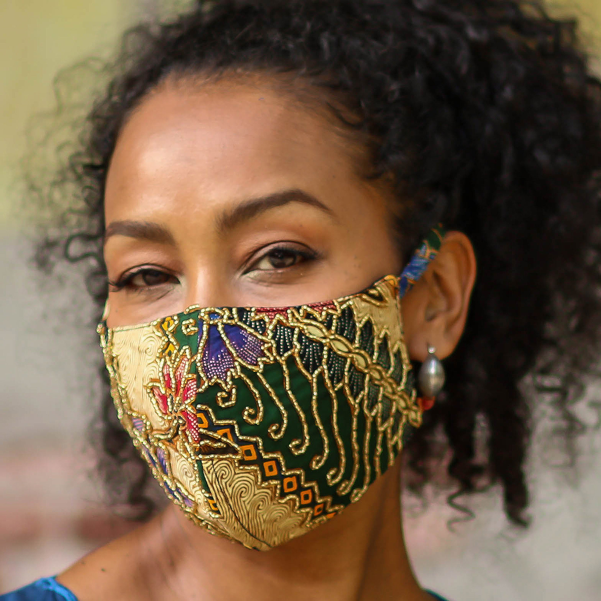 UNICEF Market | Hand Beaded Cotton Batik Face Masks (Pair) - Batik Dazzle