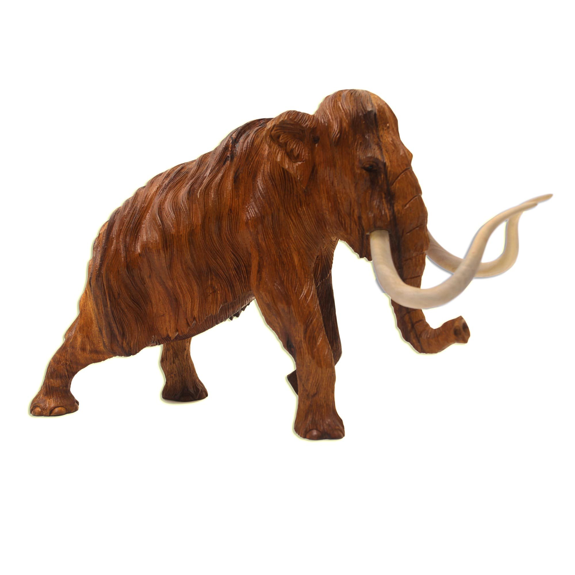 Suar Wood and Crocodile Wood Wooly Mammoth Sculpture - Wooly Mammoth ...