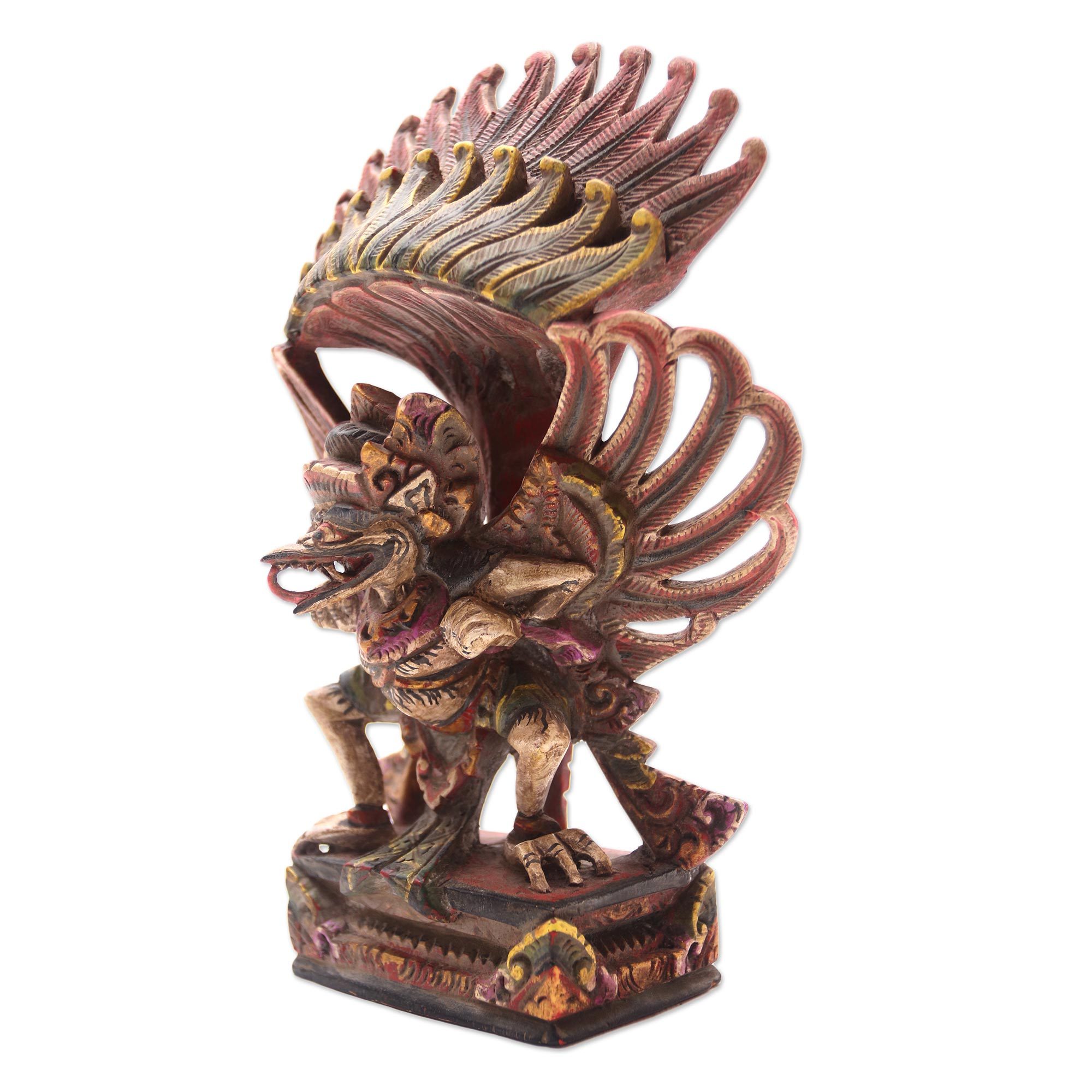 Hand Crafted Acacia Wood Garuda Sculpture - Flying Garuda | NOVICA