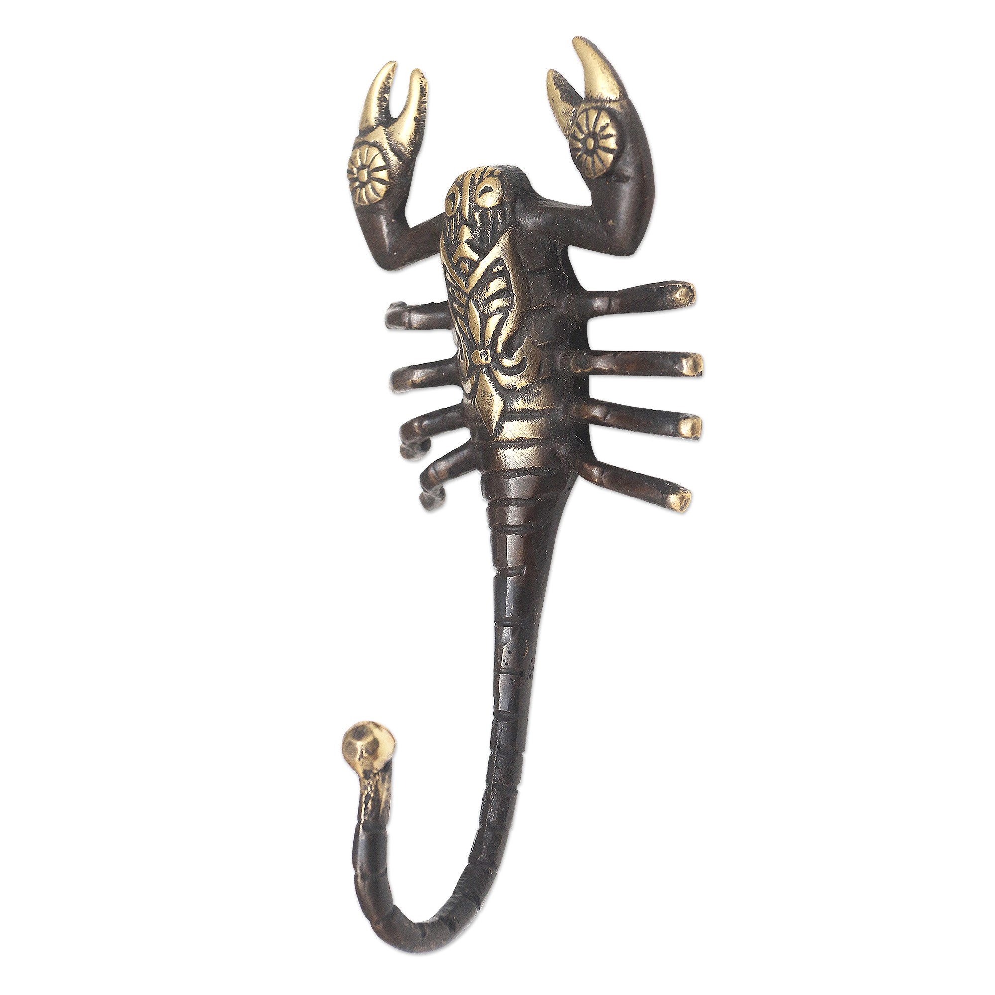 Hand Made Bronze Scorpion Wall Hook - Golden Scorpion | NOVICA