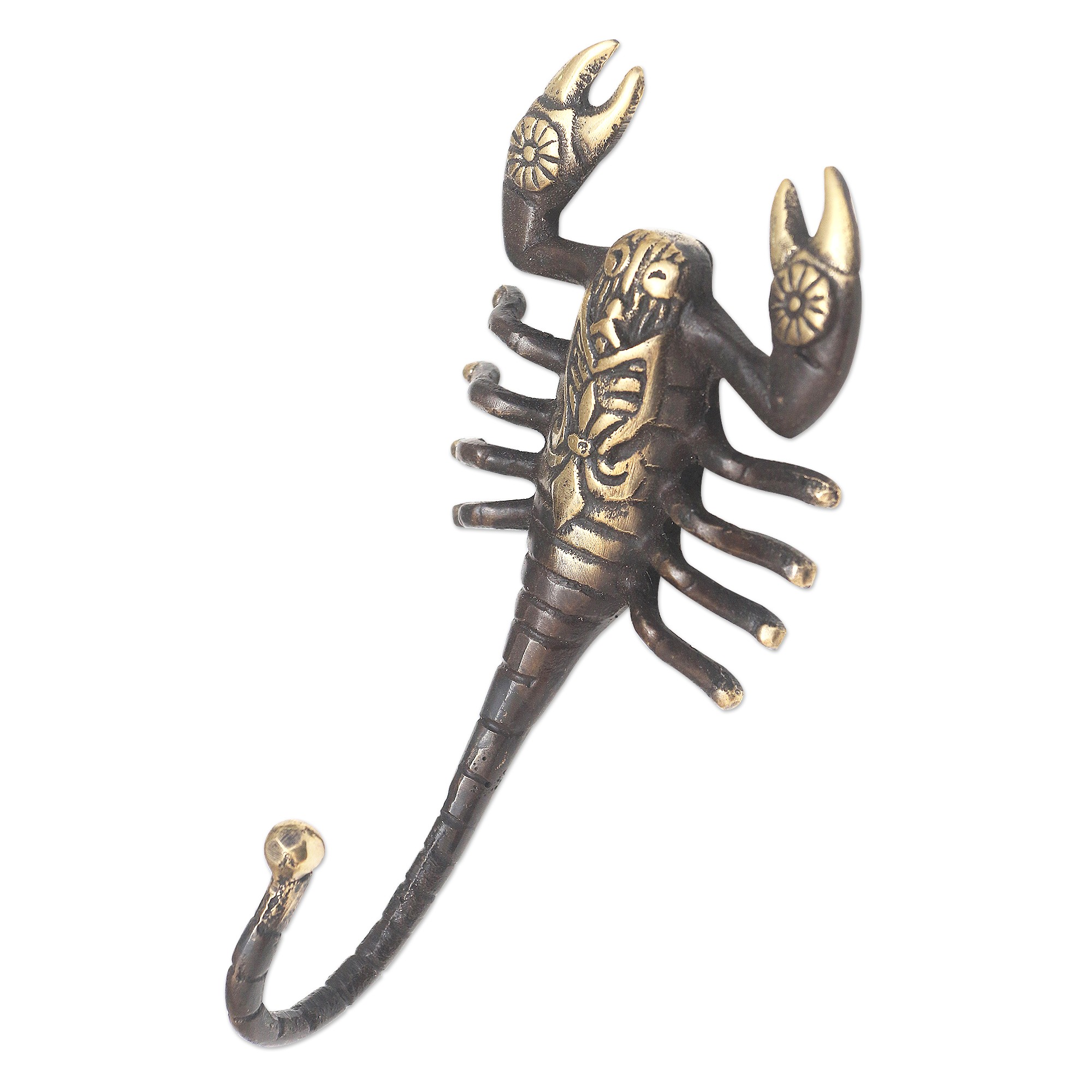 Hand Made Bronze Scorpion Wall Hook - Golden Scorpion | NOVICA