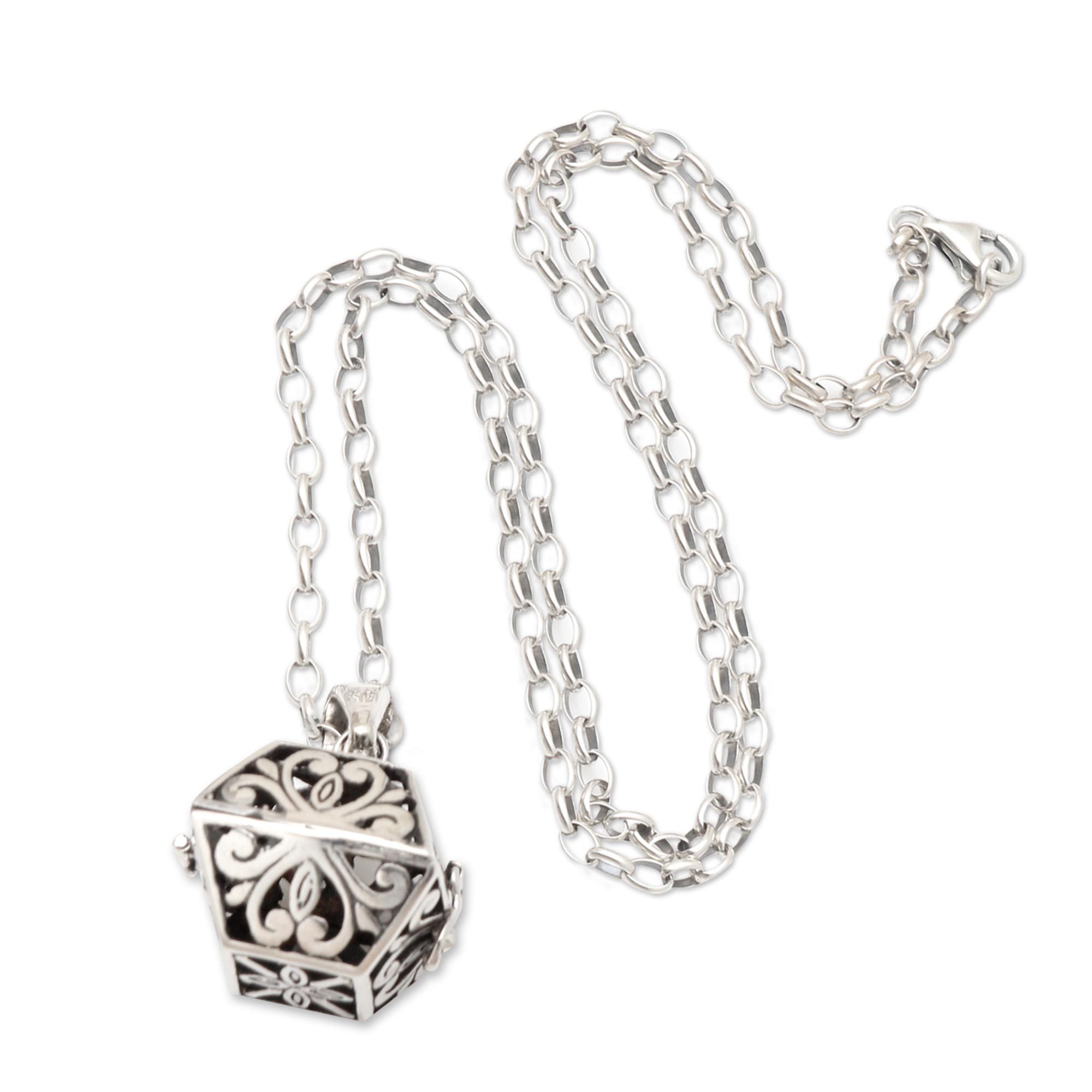 Hand Crafted Sterling Silver Locket Necklace - Lucky Locket | NOVICA