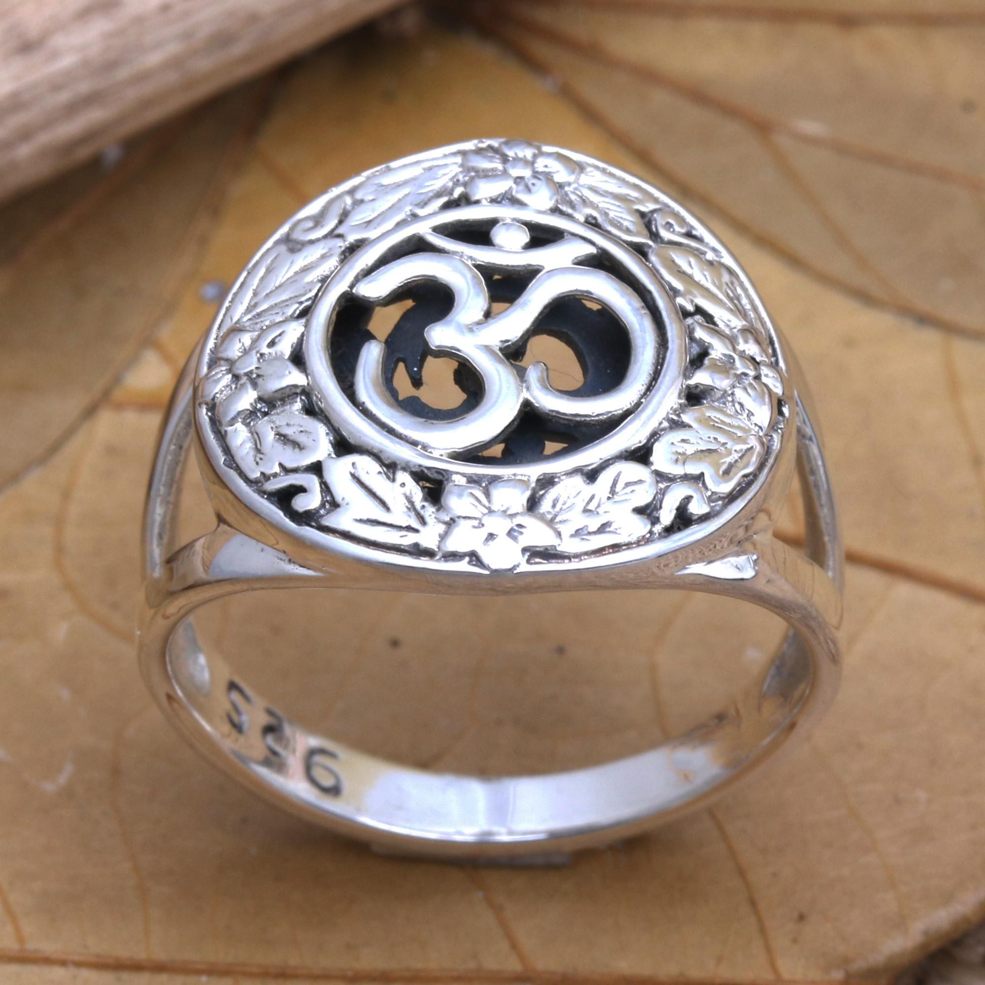UNICEF Market | Sterling Silver Om-Motif Cocktail Ring - Balinese Ongkara