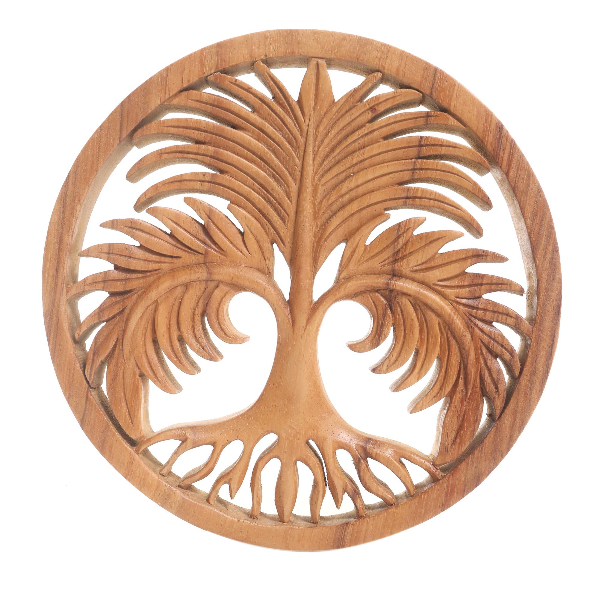 Handmade Suar Wood Palm Tree Relief Panel - Palm Garden | NOVICA