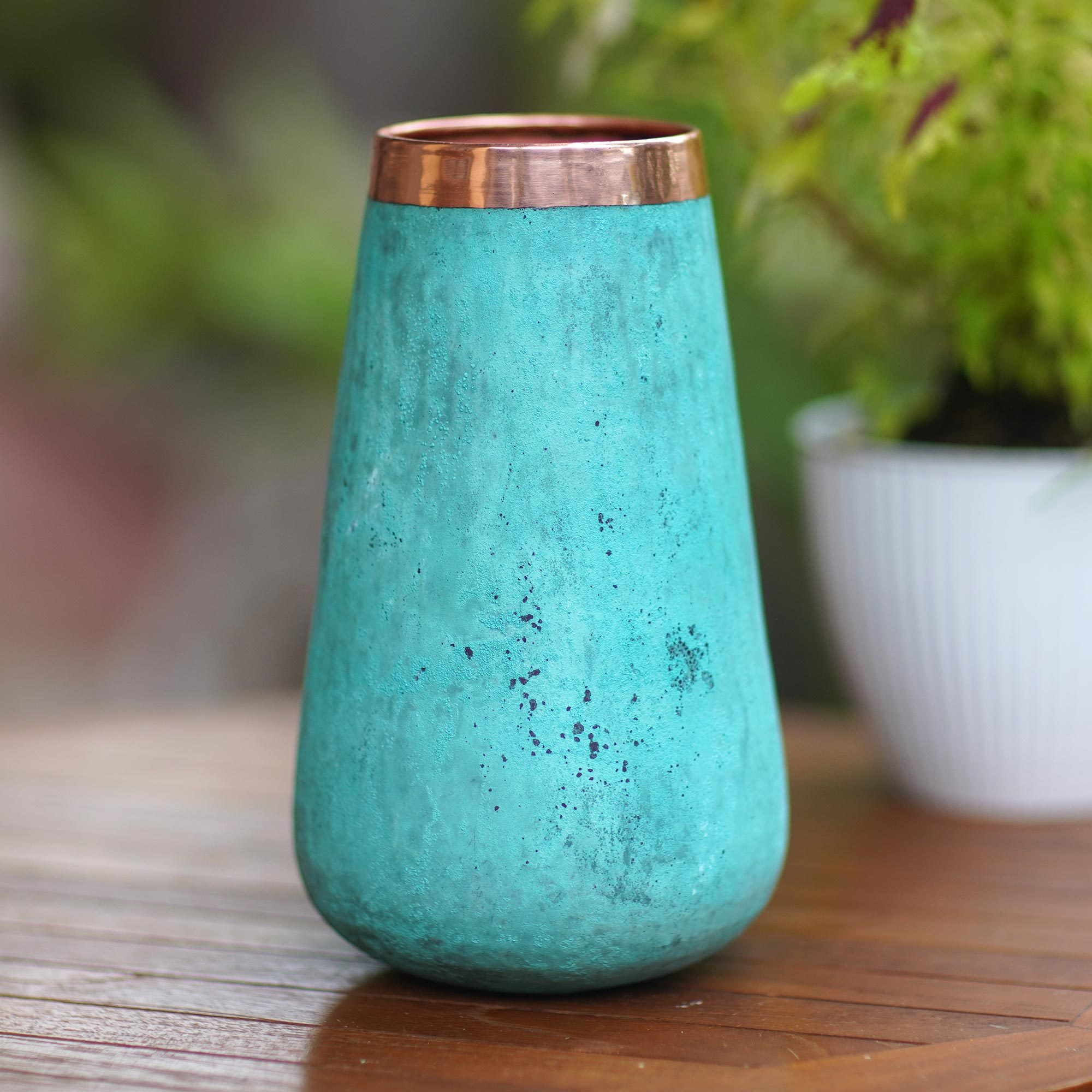 Artisan Crafted Javanese Copper Vase (8.25 Inch) - Royal Java | NOVICA