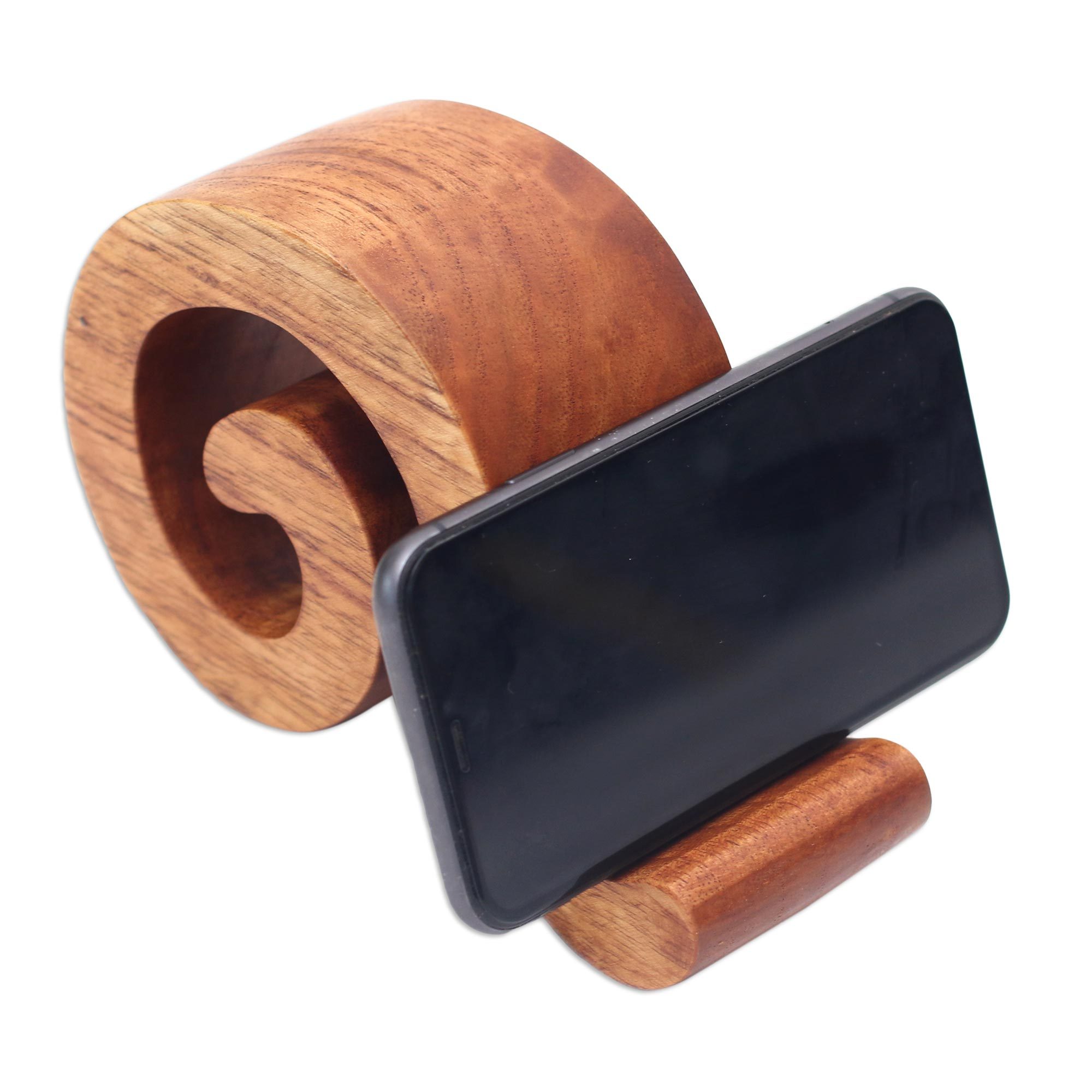 Music-Themed Wood Phone Stand from Bali - Mood Music | NOVICA