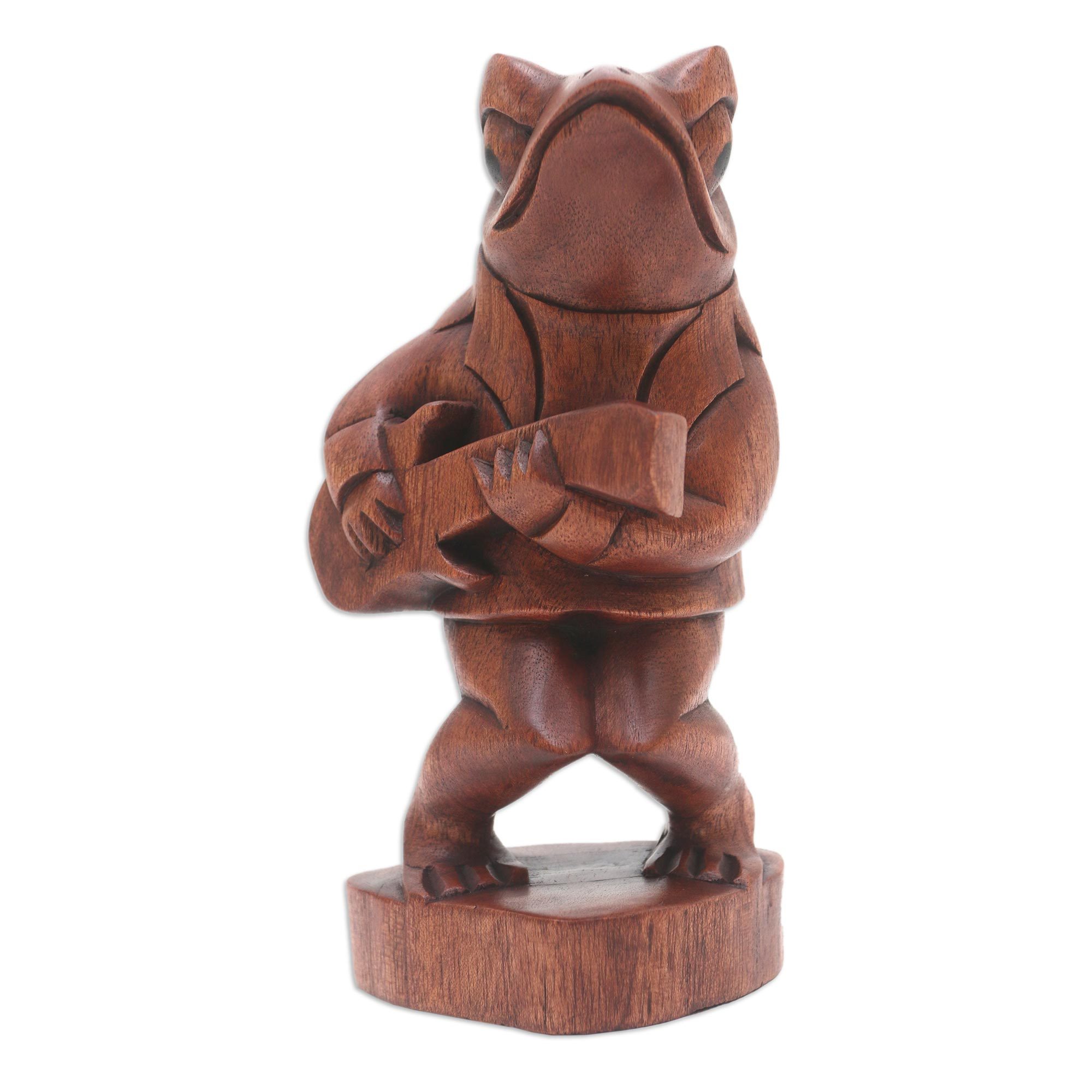 Original Frog Sculpture from Bali - Frog Groove | NOVICA