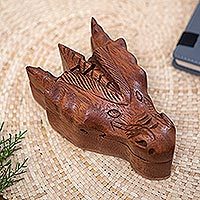 Handcrafted Decorative Wood Dragon Puzzle Box from Bali - Dragon's ...