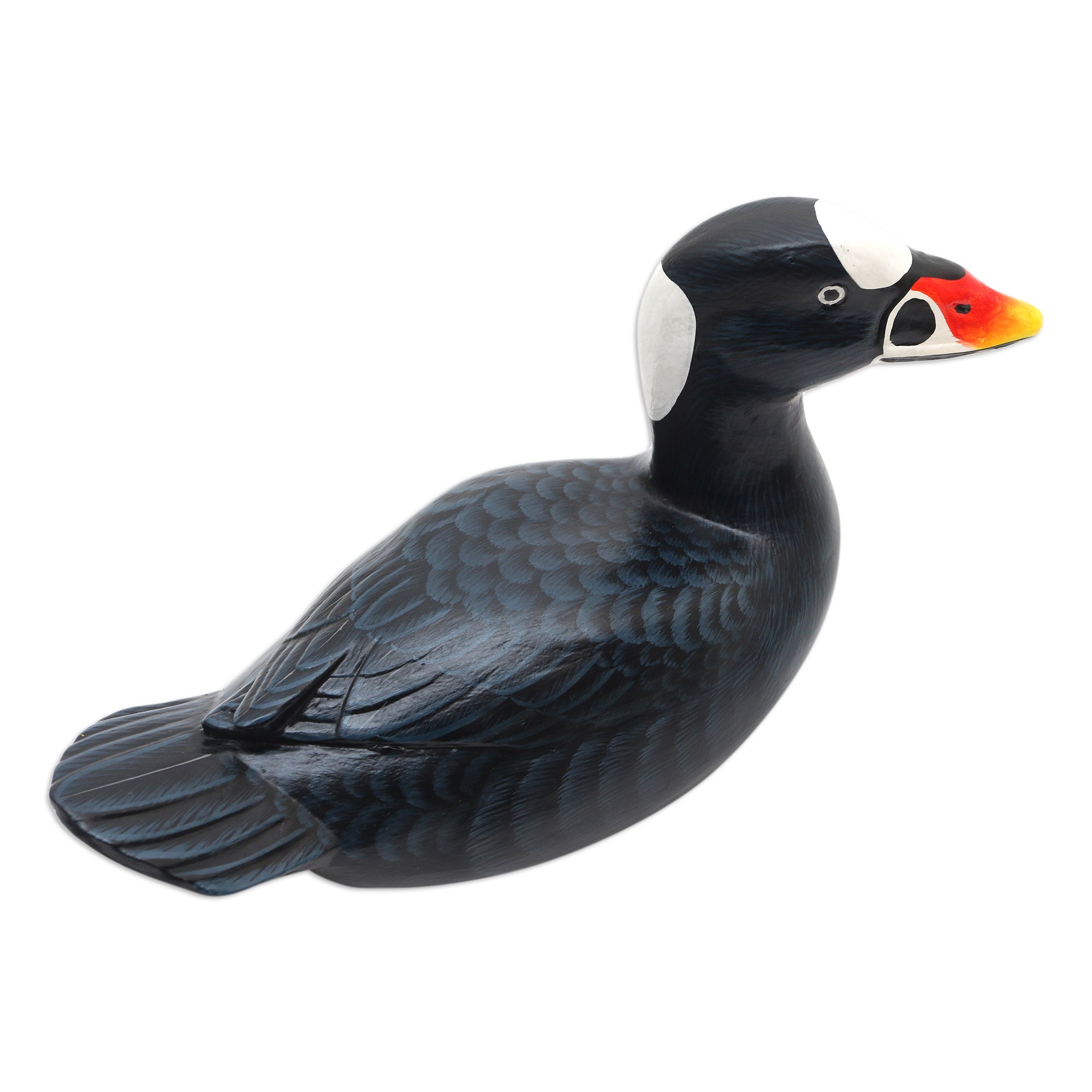 Hand Made Suar Wood Duck Statuette - Surf Scoter | NOVICA