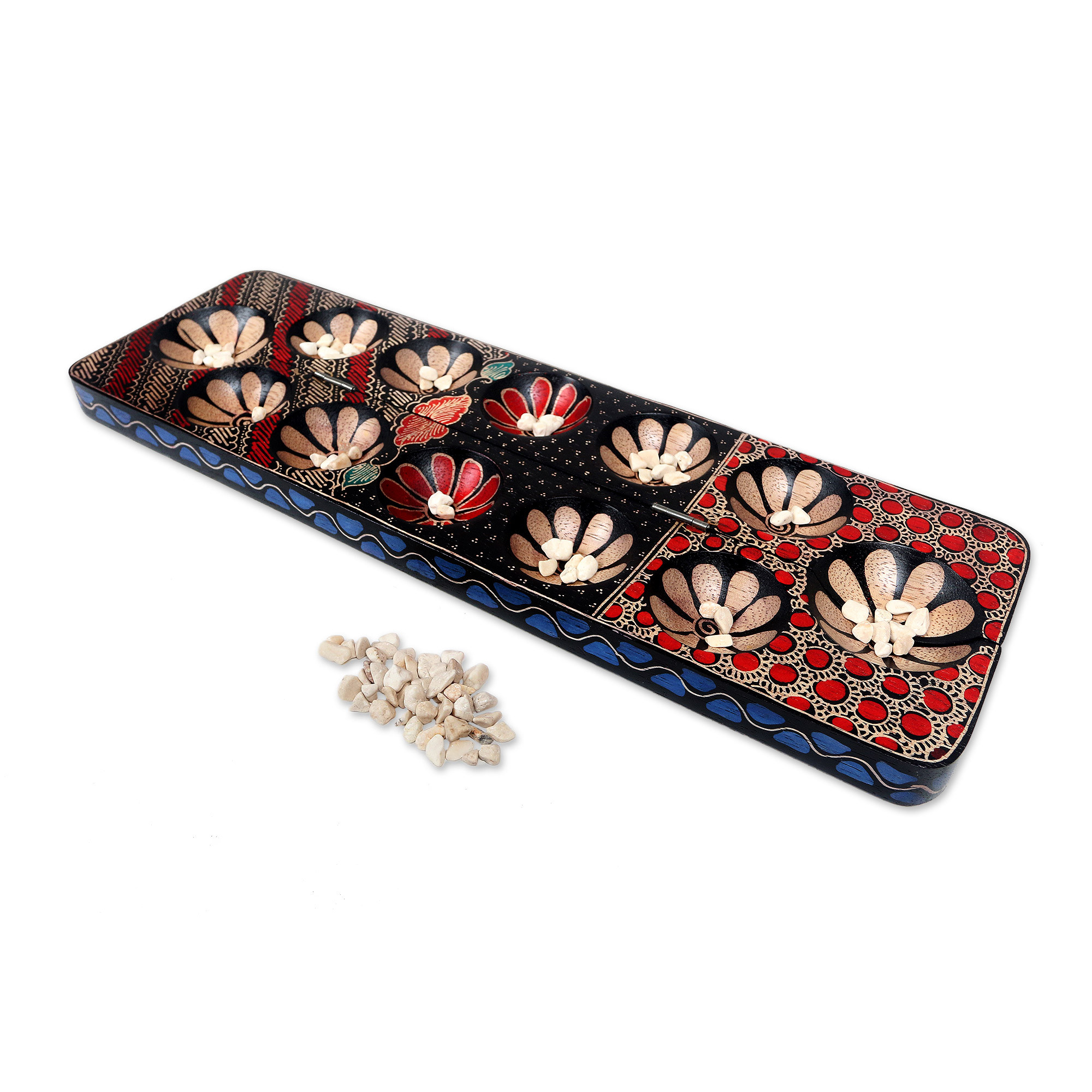 Hand-painted Wood Batik Mancala Board Game from Indonesia - Fun Parang ...