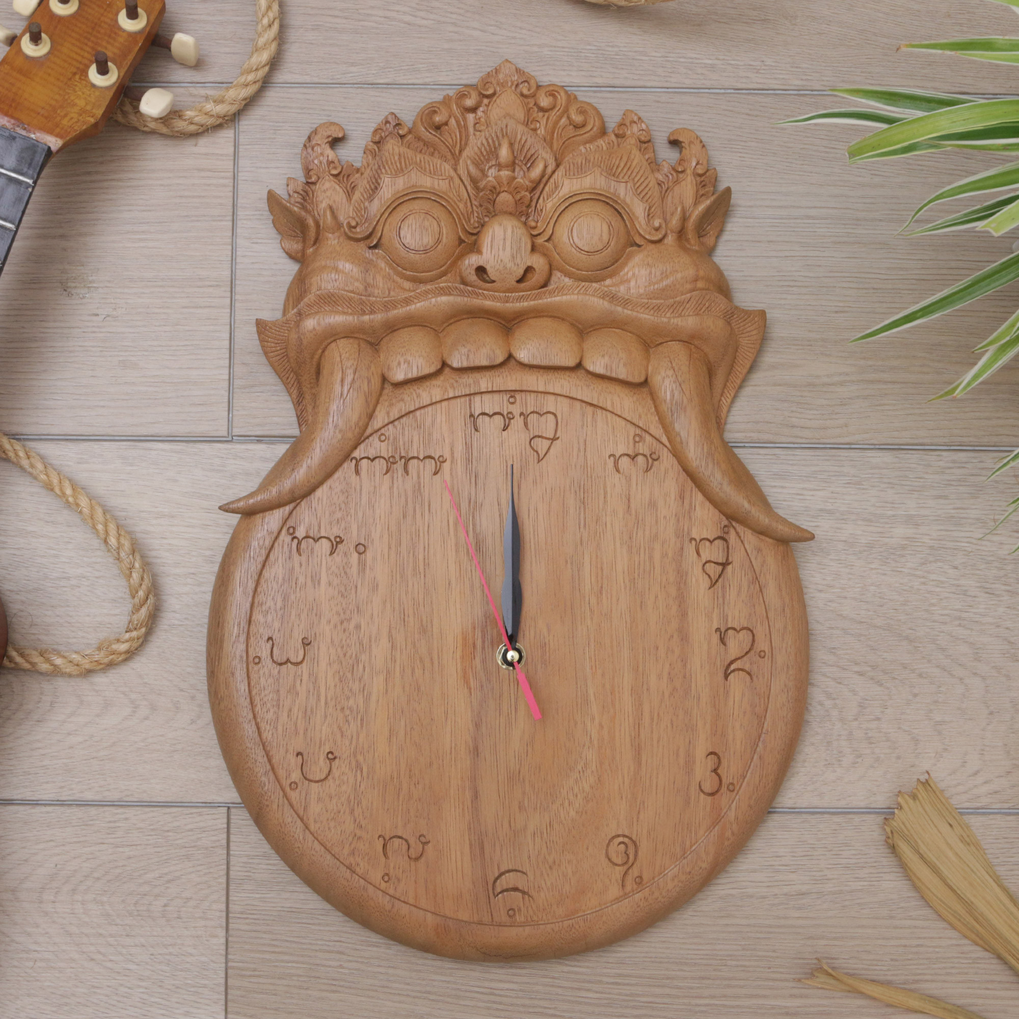 Balinese Mythology Themed Hand Carved Wooden Wall Clock - Kalarau ...