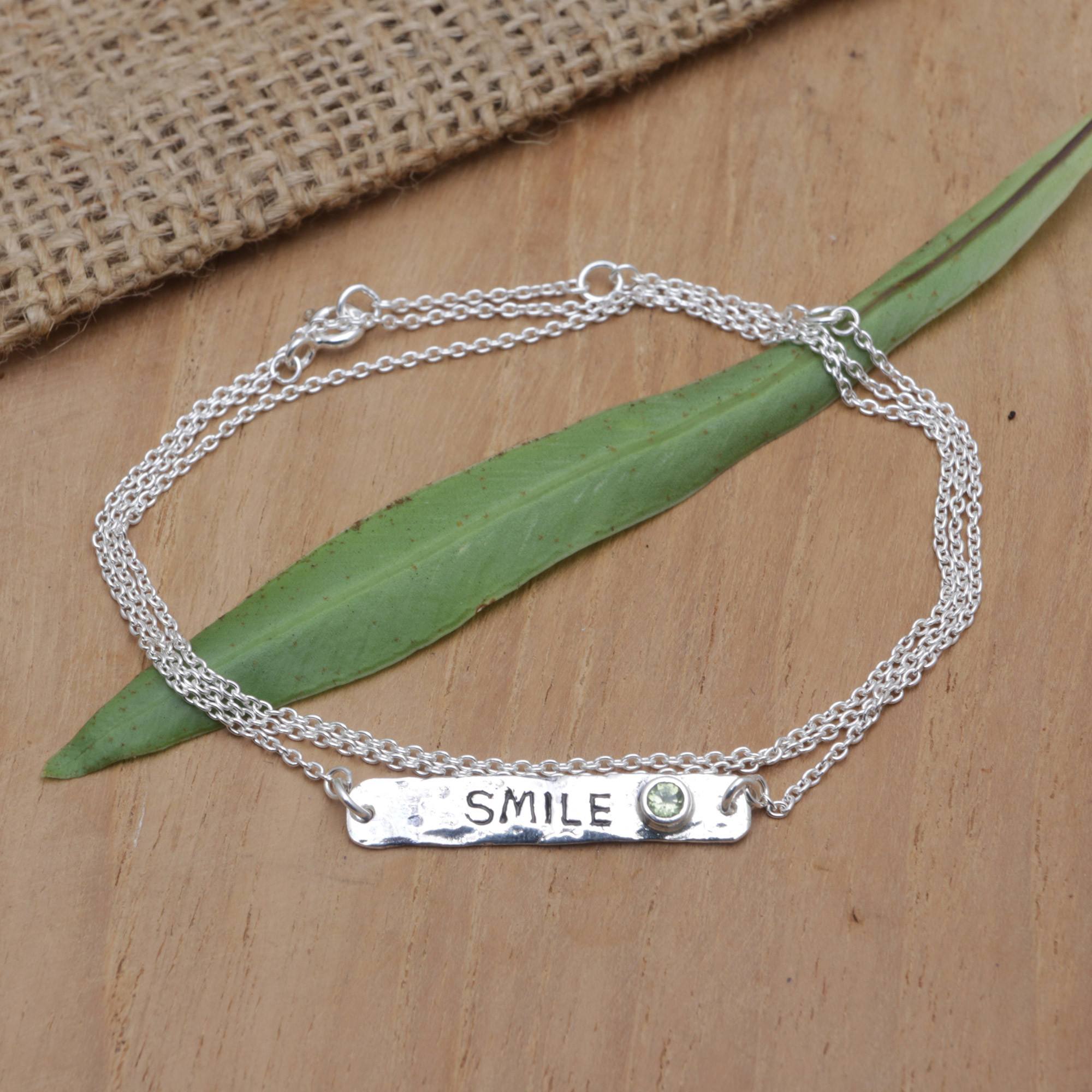 UNICEF Market | Sterling Silver Wrap Pendant Bracelet with Peridot ...