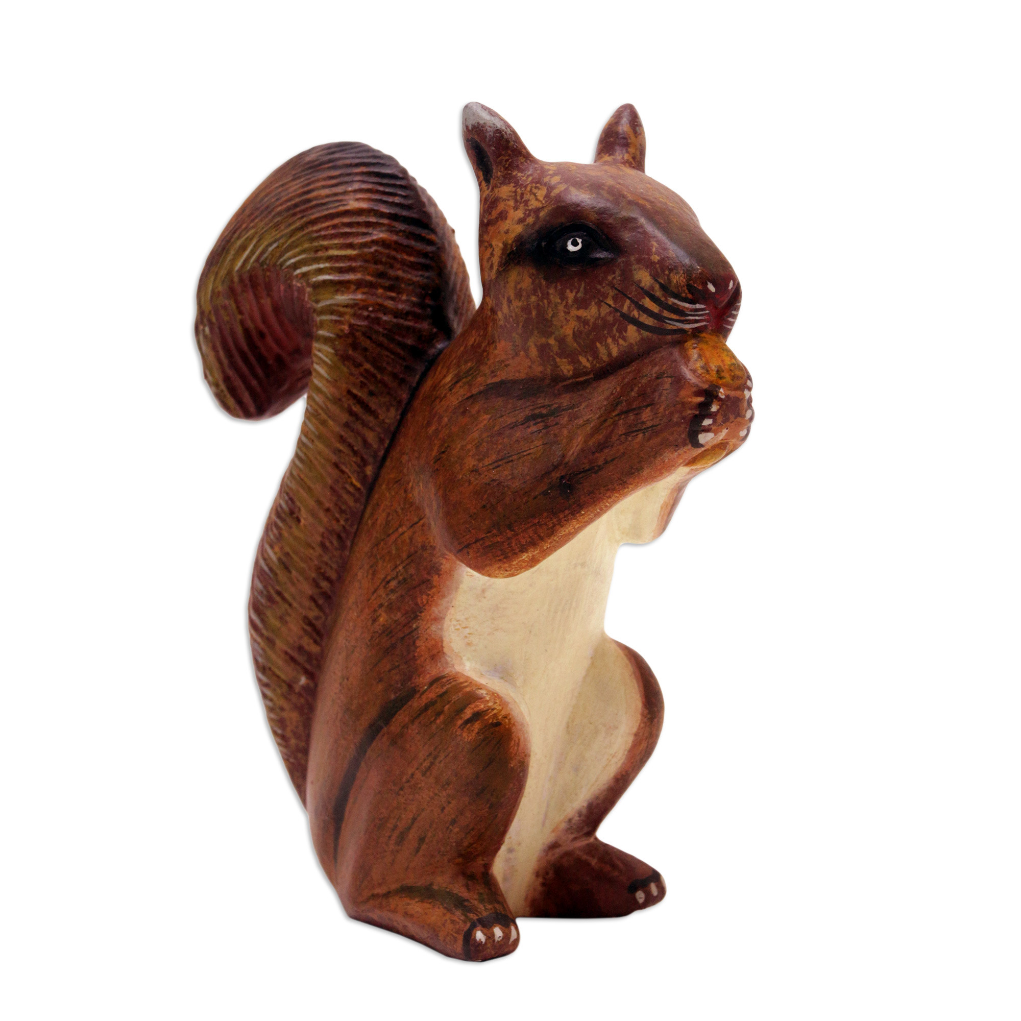 Hand-Carved Jempinis Wood Squirrel Statuette Painted in Bali - Fluffy ...